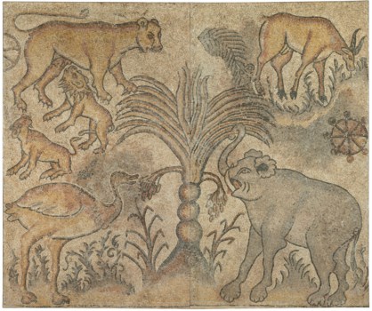 A ROMAN MARBLE MOSAIC FLOOR