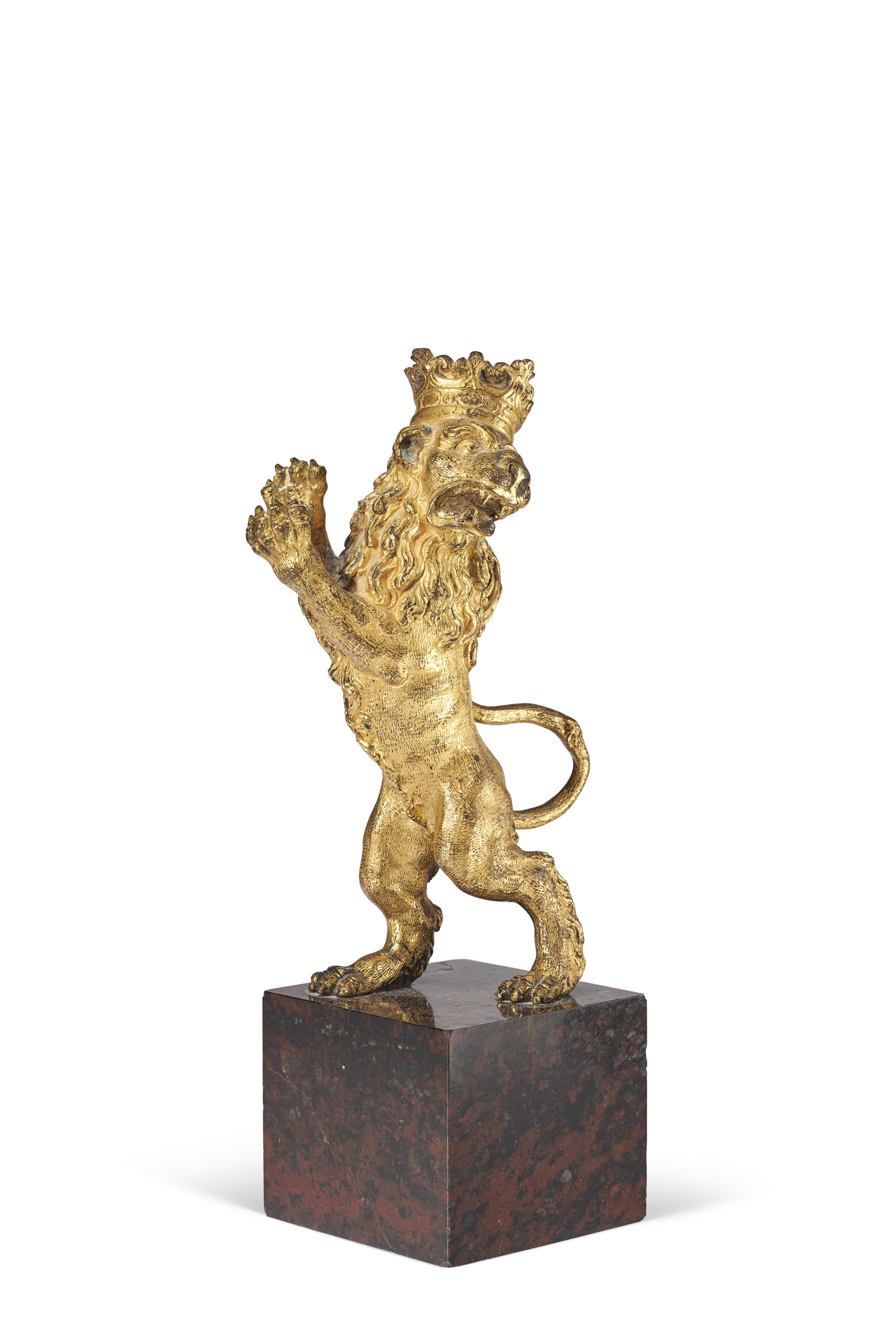 A GILT-BRONZE MODEL OF A LION, CIRCLE OF HUBERT GERHARD, SOUTH GERMAN ...