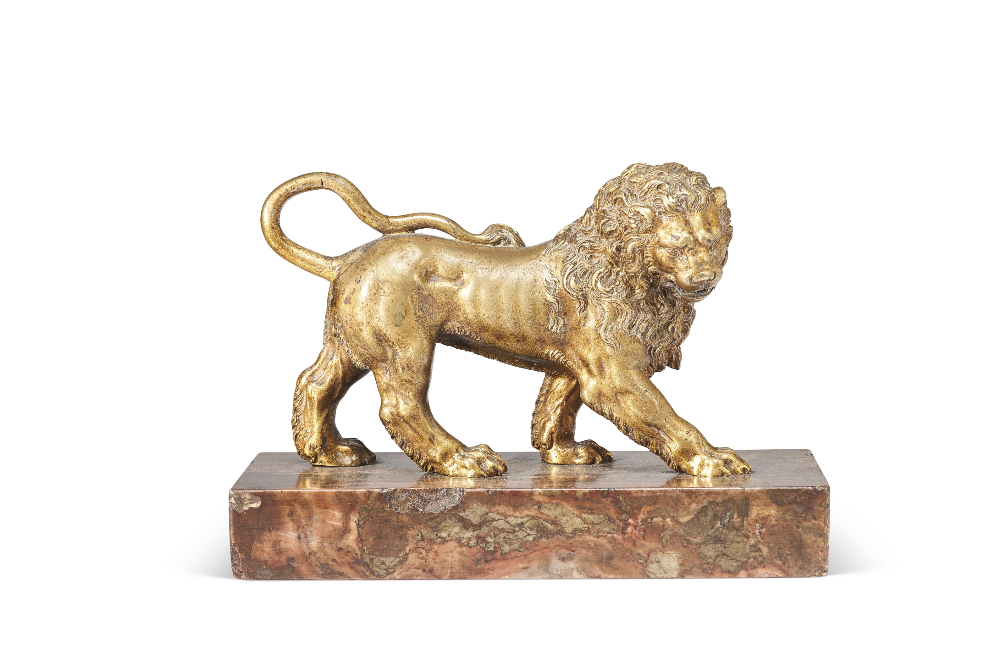 A GILT-BRONZE MODEL OF A PACING LION, NORTH ITALIAN OR SOUTH GERMAN ...