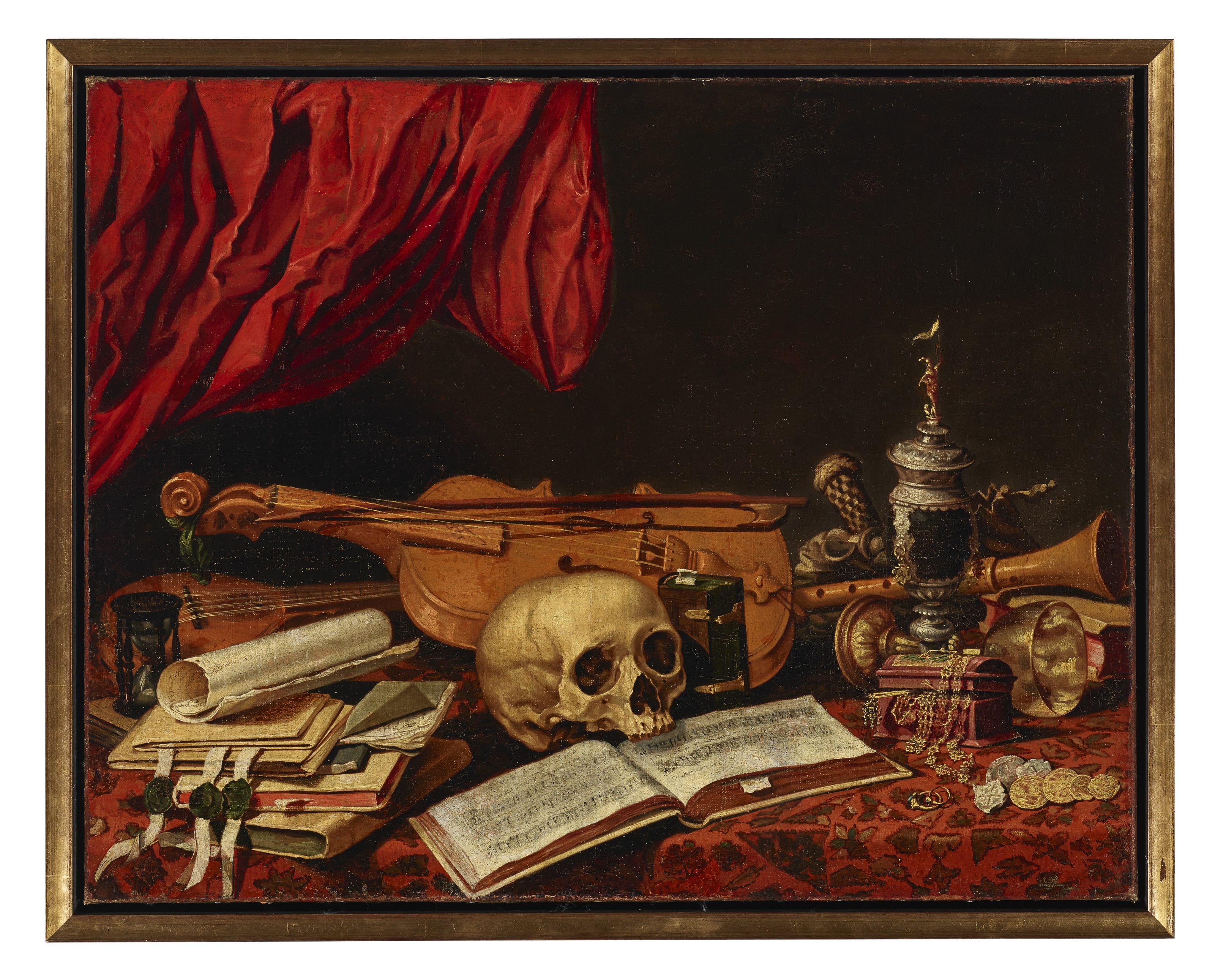 DUTCH SCHOOL, 17TH CENTURY, Musical instruments, books, an hourglass, a ...