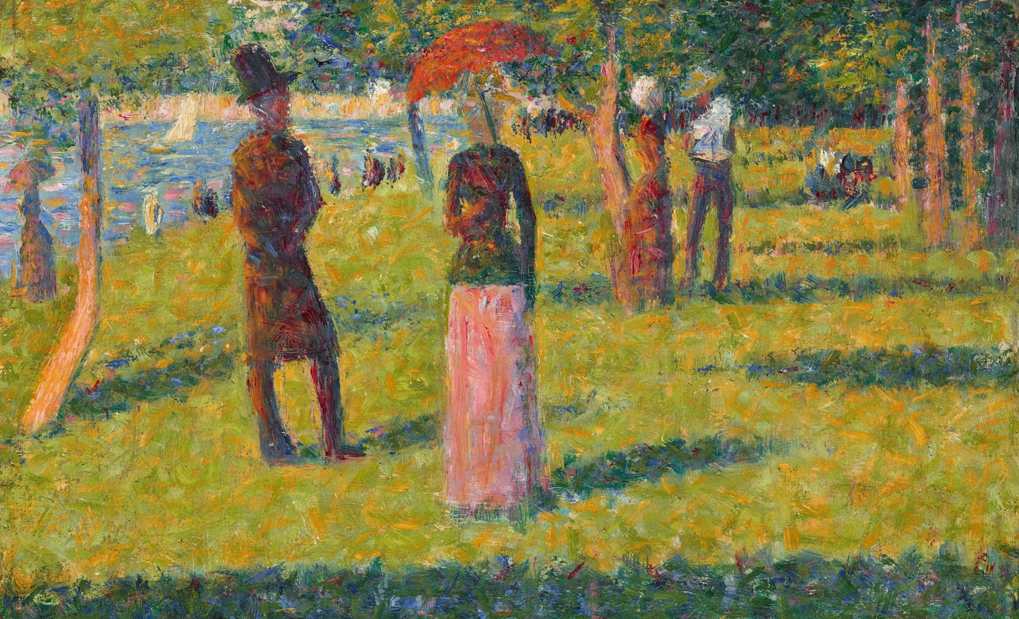 Georges Seurat (1859-1891), Paysage et personnages (La jupe rose ...