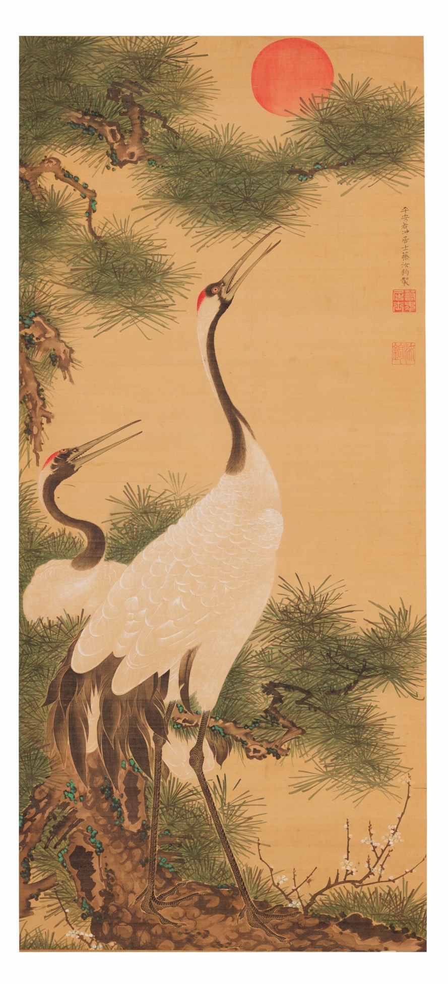 ITO JAKUCHU (1716-1800), Pair of Cranes and the Rising Sun | Christie's