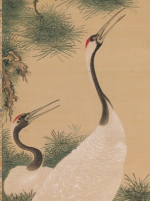 ITO JAKUCHU (1716-1800), Pair of Cranes and the Rising Sun | Christie's
