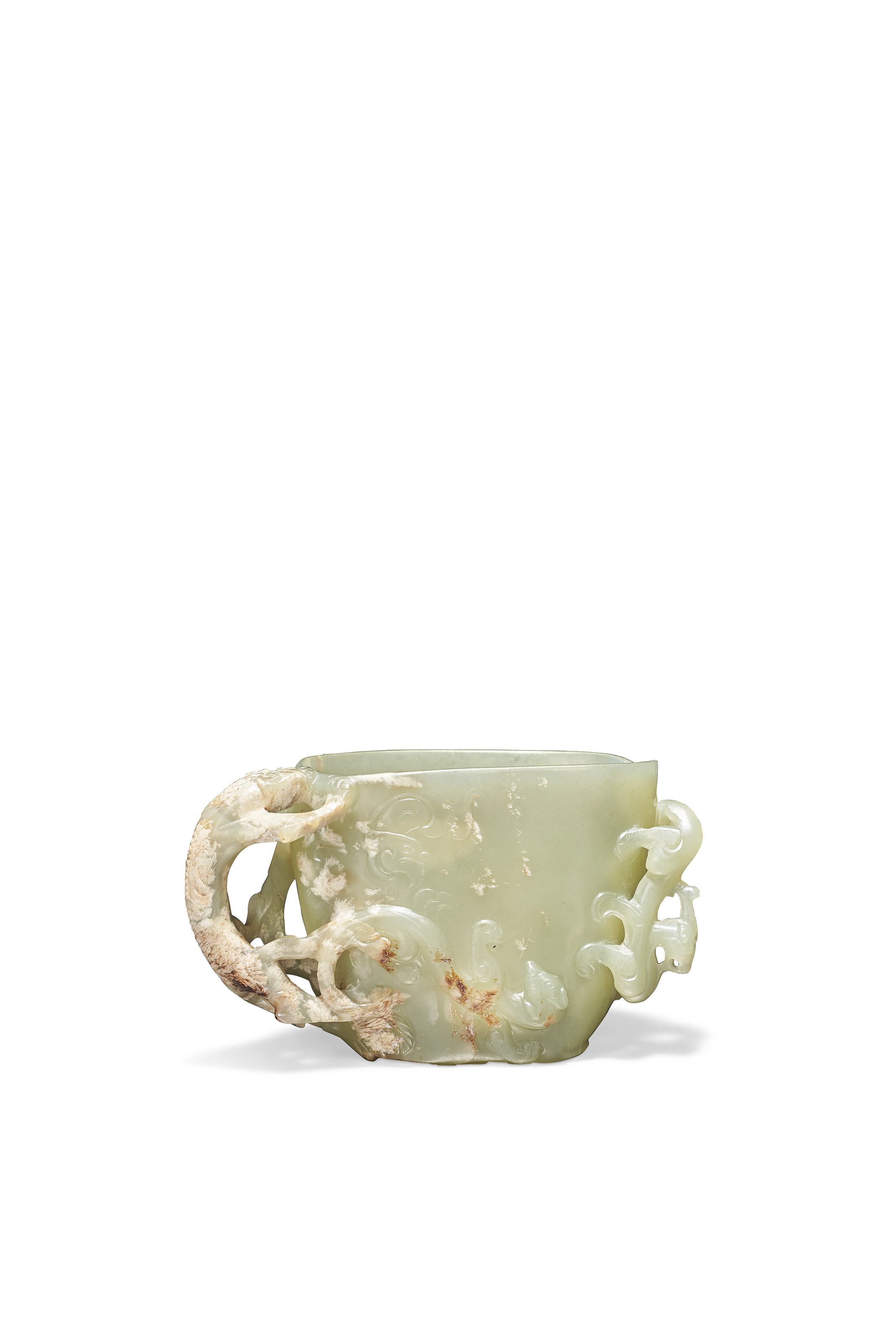 A FINELY CARVED GREENISH-YELLOW JADE CUP, CHINA, MING DYNASTY (1368 ...