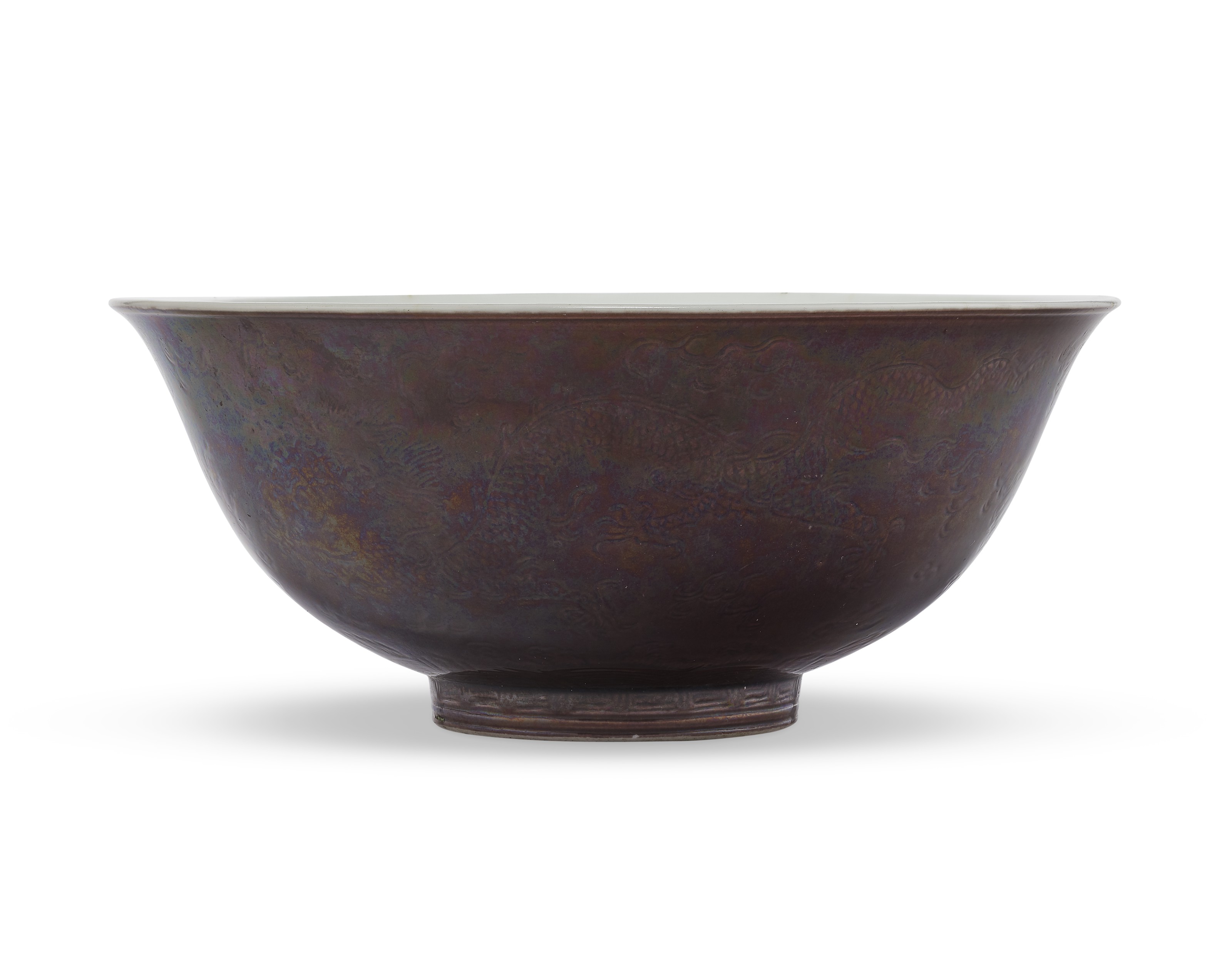 AN AUBERGINE-GLAZED INCISED `DRAGON' BOWL, CHINA, DAOGUANG SIX ...