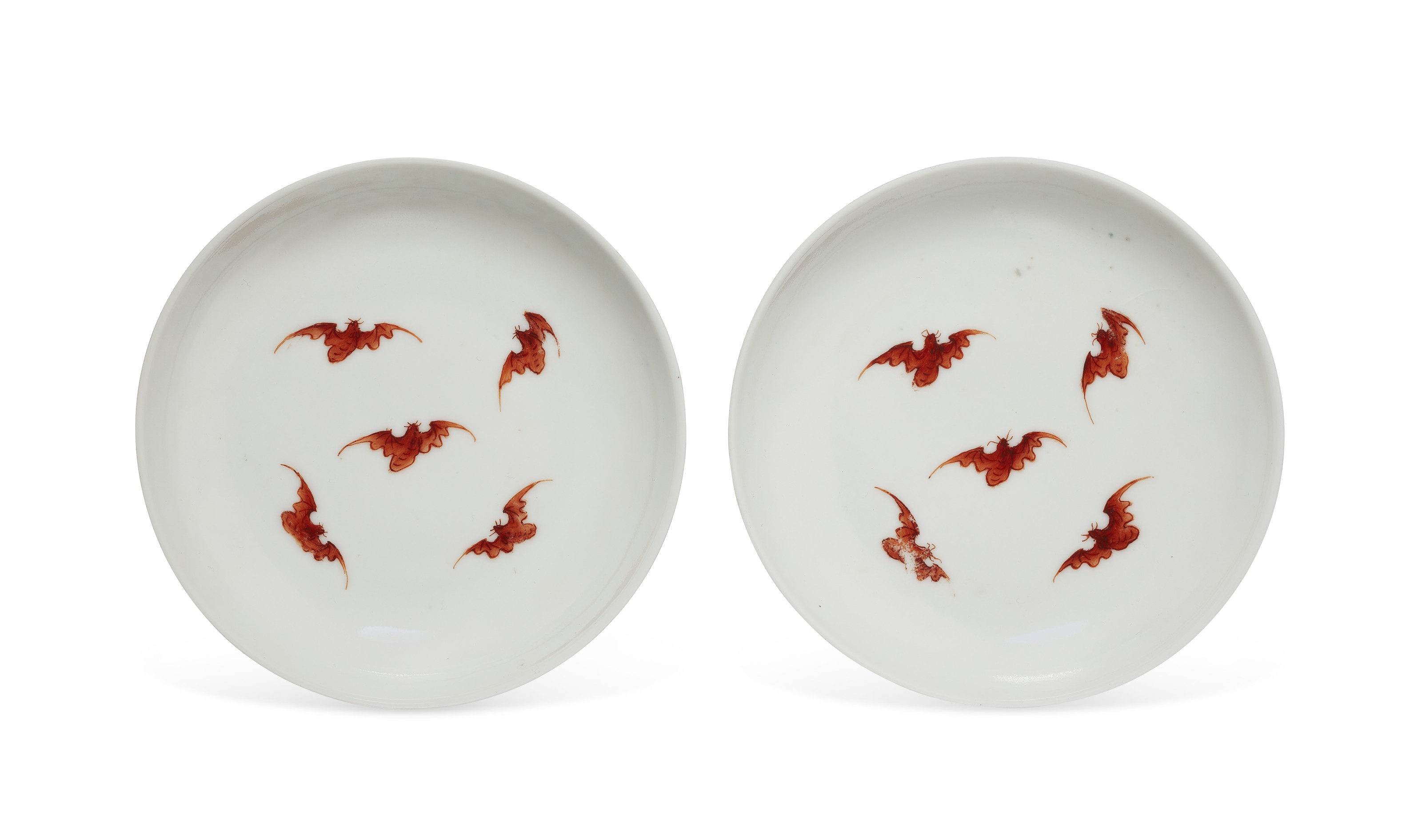 A SMALL PAIR OF FAMILLE ROSE `BATS' DISHES, CHINA, DAOGUANG SIX ...