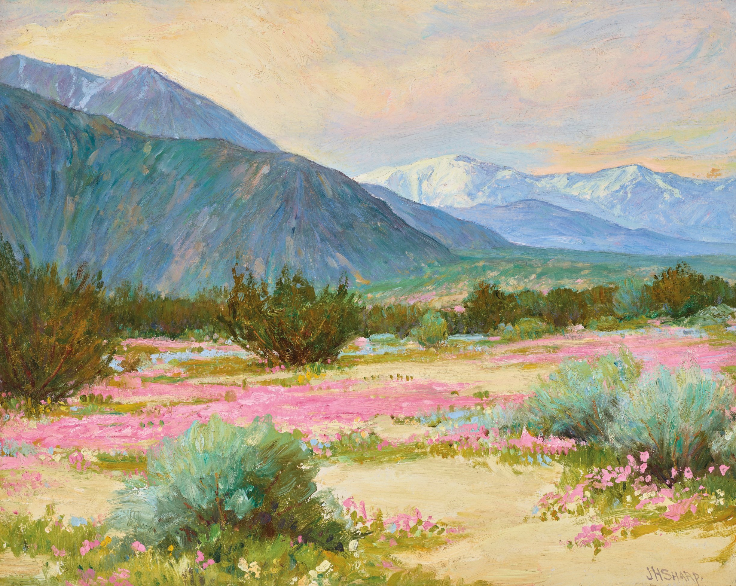 JOSEPH HENRY SHARP (1859-1953), Spring, The Desert and Mt. San Jacinto ...