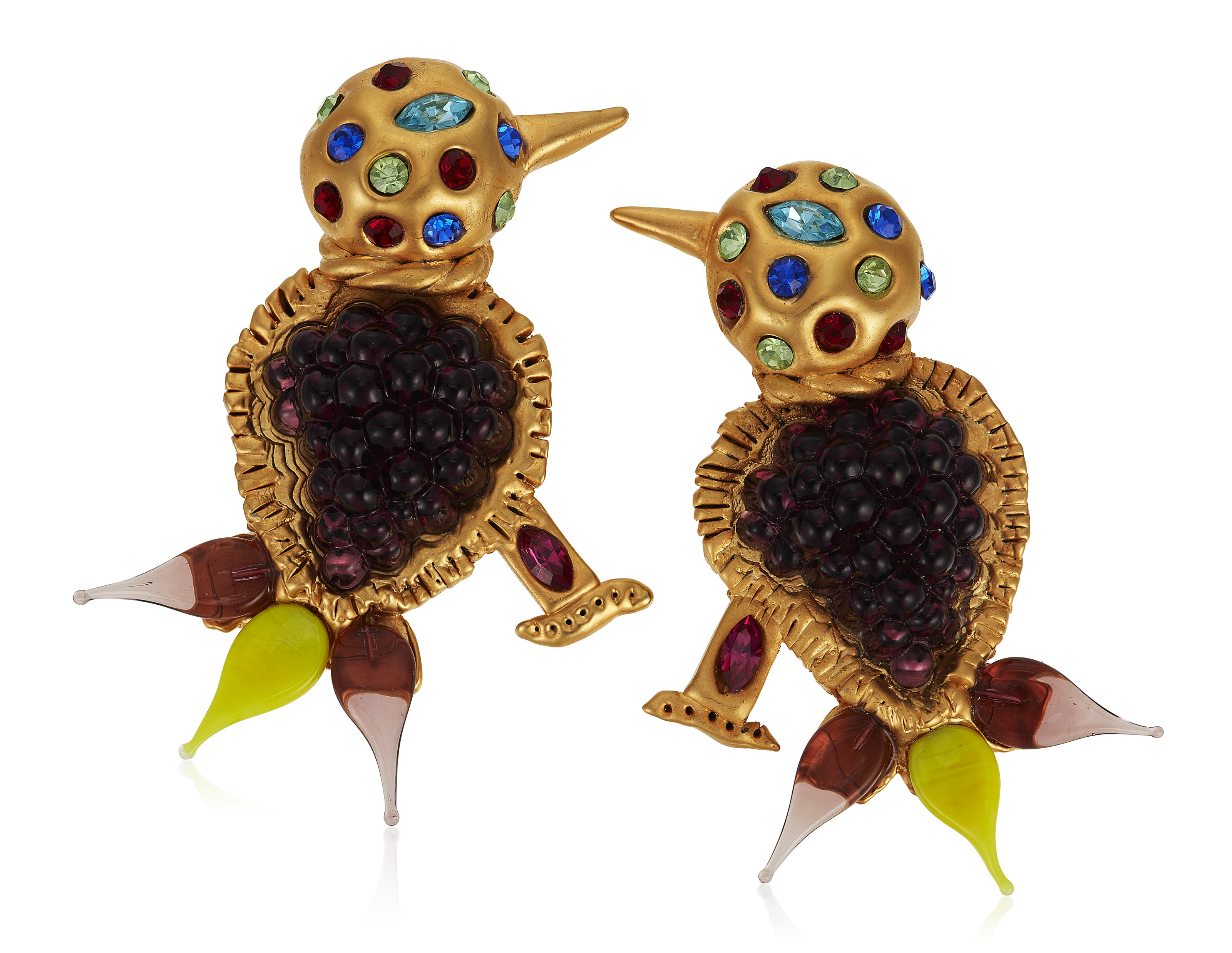 IMPORTANT CHANEL OVERSIZED GLASS AND STONE SET BIRD EARRINGS, | Christie’s