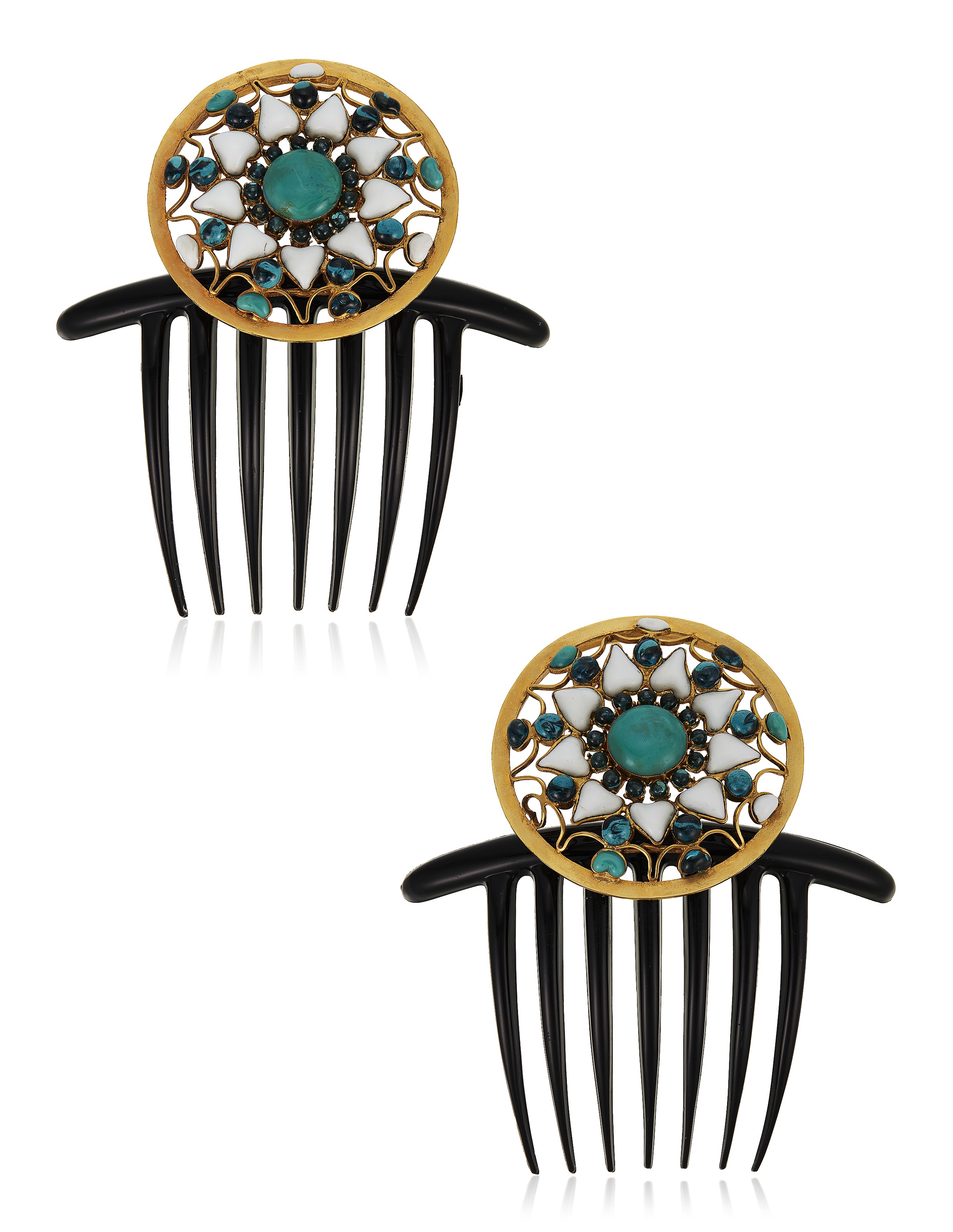 UNSIGNED CHANEL PAIR OF GRIPOIX GLASS HAIR COMBS, | Christie’s