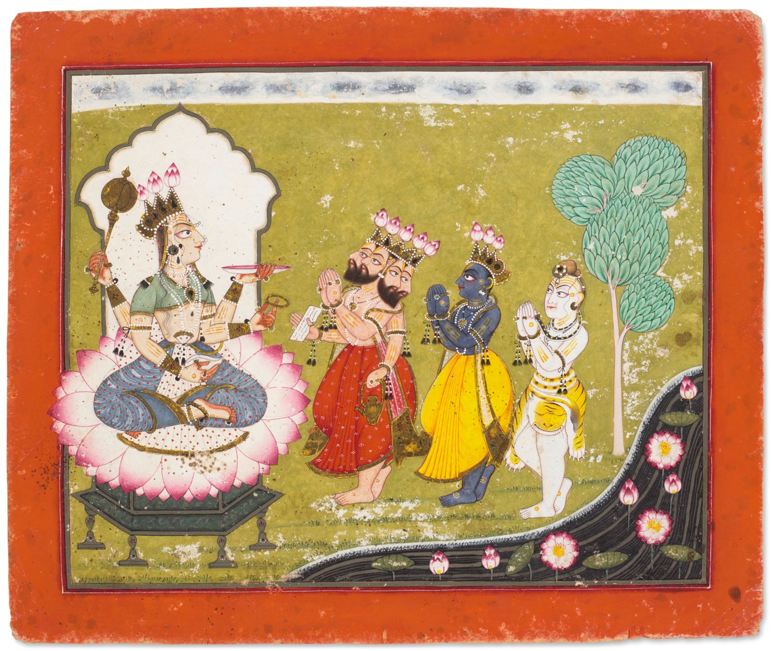 AN ILLUSTRATRION FROM A TANTRIC DEVI SERIES: DEVI INDRAKSHI VENERATED ...