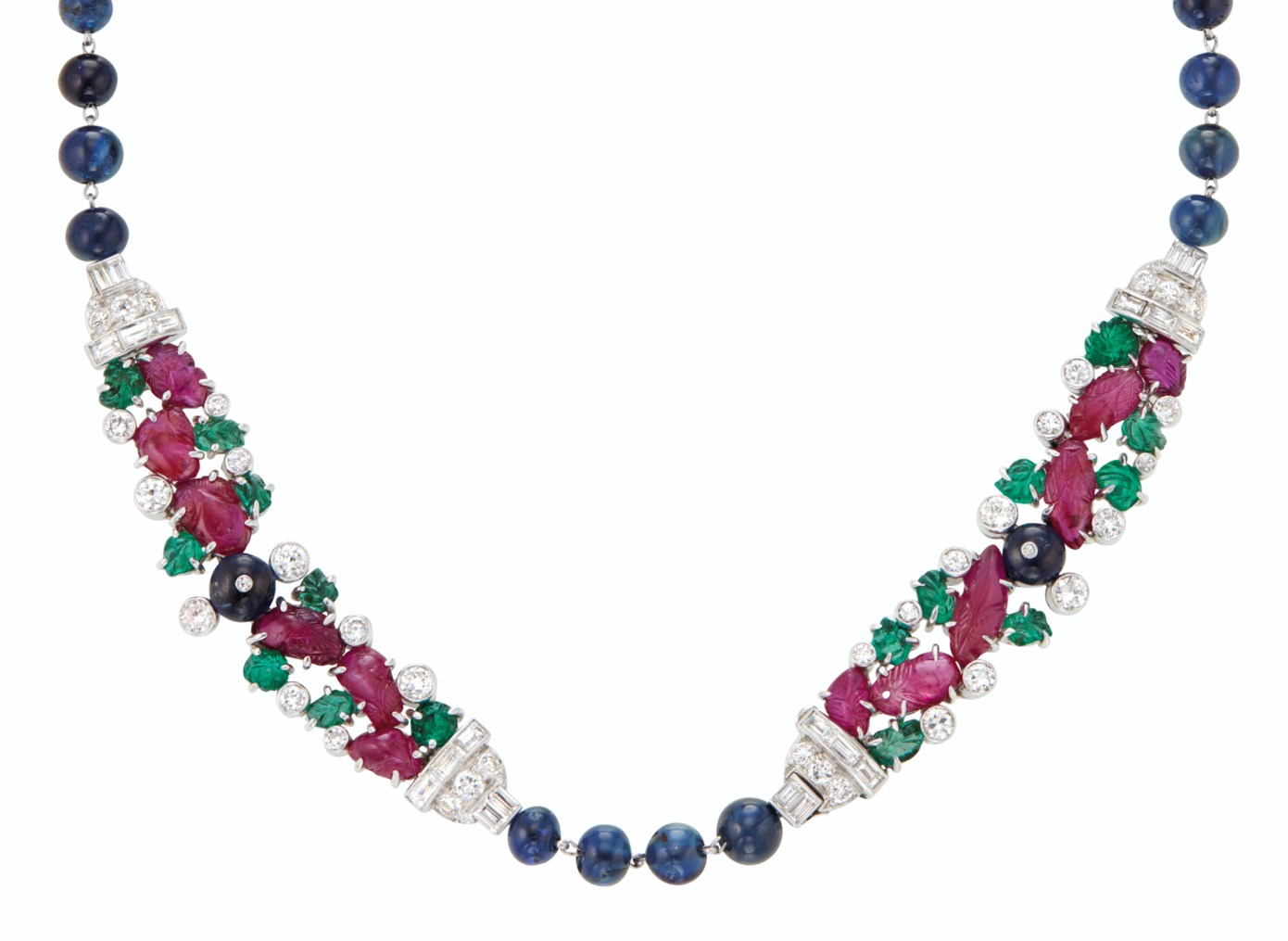 ART DECO MULTI-GEM AND DIAMOND NECKLACE | Christie's