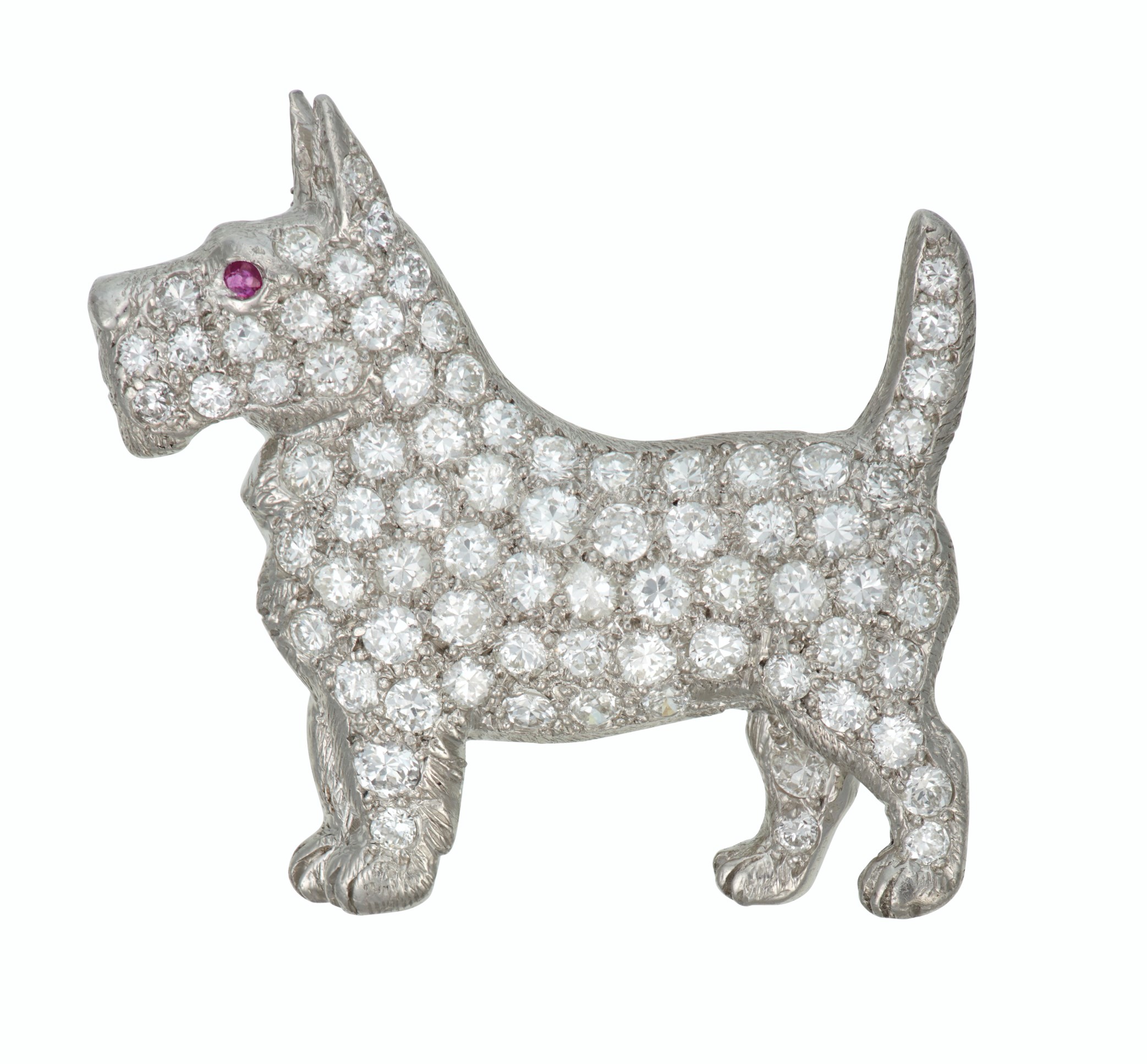 CARTIER DIAMOND AND RUBY DOG BROOCH | Christie's