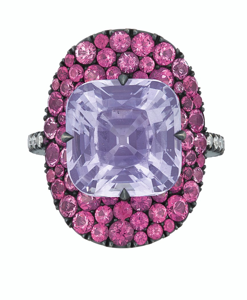 JAR COLORED SAPPHIRE, PINK SPINEL AND DIAMOND 'BONNET' RING | Christie's
