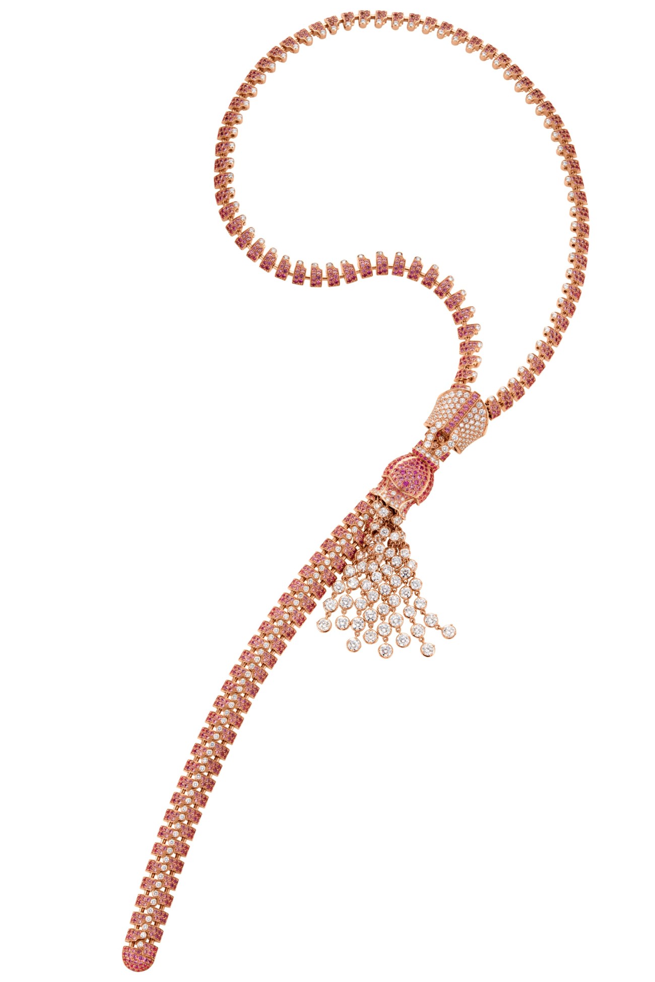 VAN CLEEF & ARPELS PINK SAPPHIRE AND DIAMOND 'ZIP' NECKLACE | Christie's