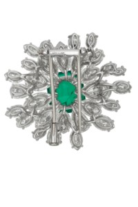 BULGARI EMERALD AND DIAMOND BROOCH | Christie's