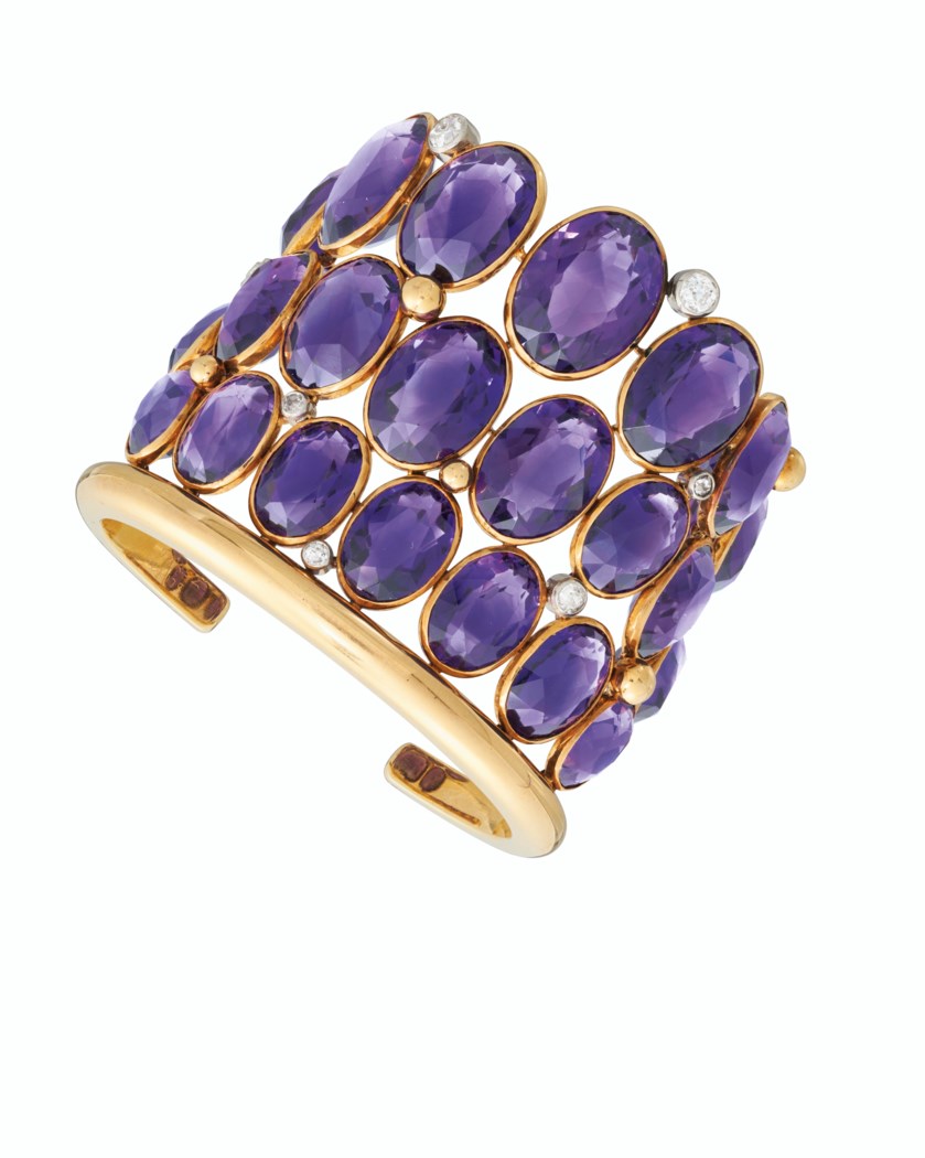 SUZANNE BELPERRON AMETHYST AND DIAMOND CUFF BRACELET | Christie's