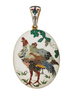 ALEXIS FALIZE ANTIQUE REVERSIBLE ENAMEL LOCKET