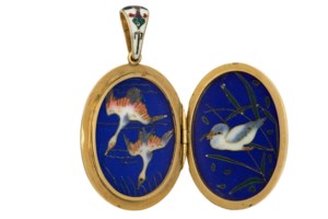 ALEXIS FALIZE ANTIQUE REVERSIBLE ENAMEL LOCKET
