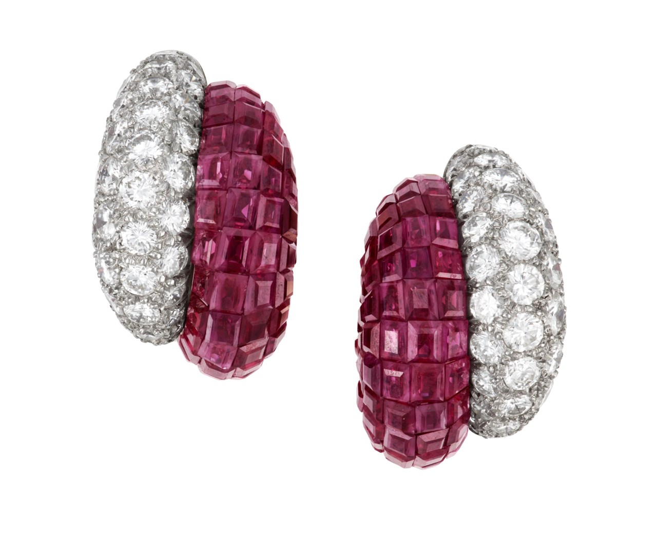 VAN CLEEF & ARPELS RUBY AND DIAMOND 'MYSTERY-SET' EARRINGS | Christie's