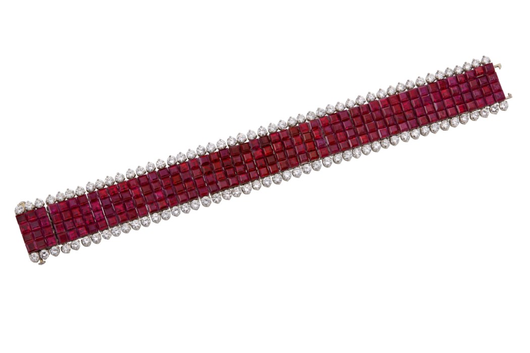 VAN CLEEF & ARPELS RUBY AND DIAMOND 'MYSTERY-SET' BRACELET