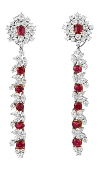 ELEGANT RUBY AND DIAMOND EARRINGS MOUNTED BY CARTIER | Christie's