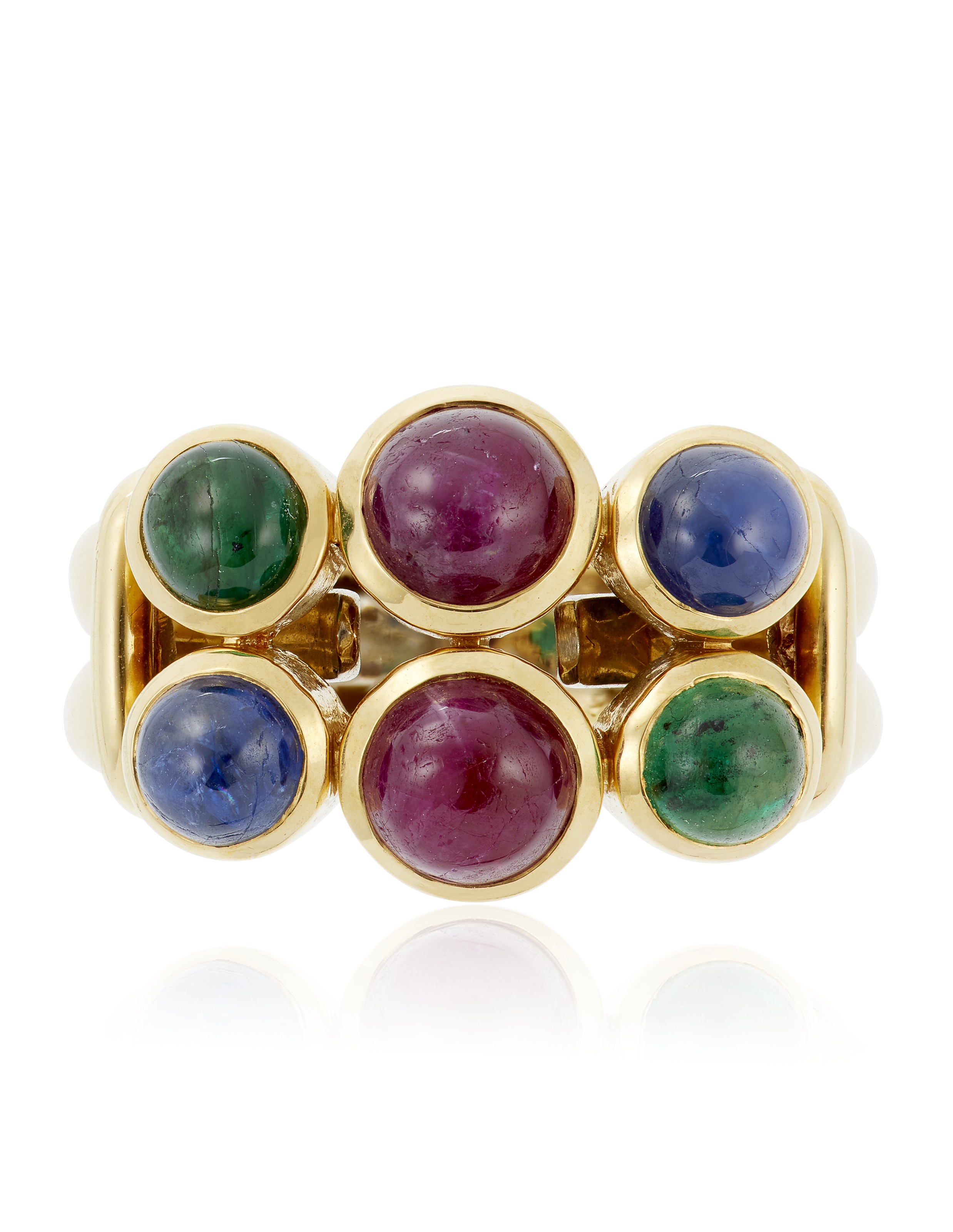 DAVID WEBB RUBY, SAPPHIRE AND EMERALD RING, | Christie’s