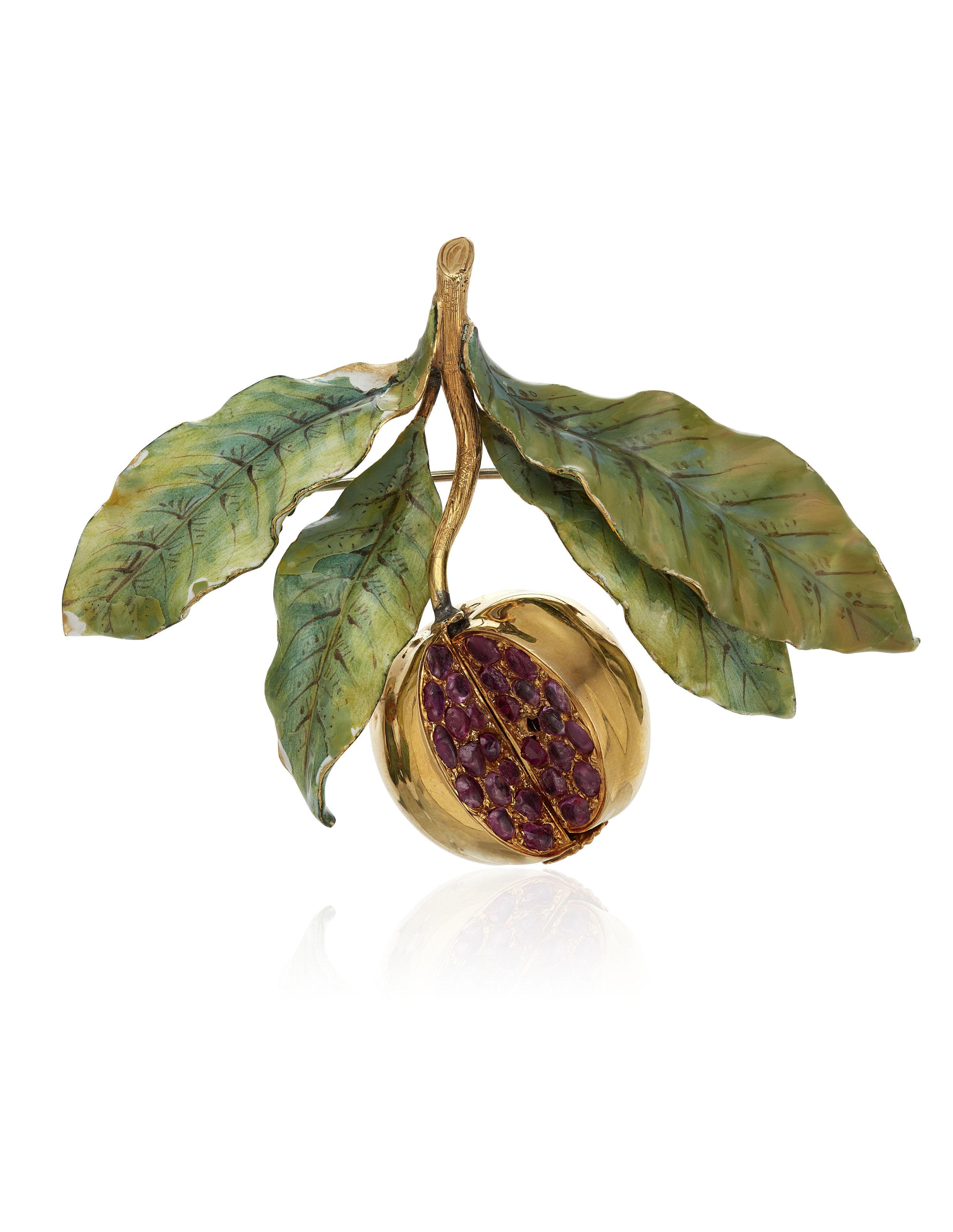 RUBY AND ENAMEL POMEGRANATE BROOCH, | Christie’s