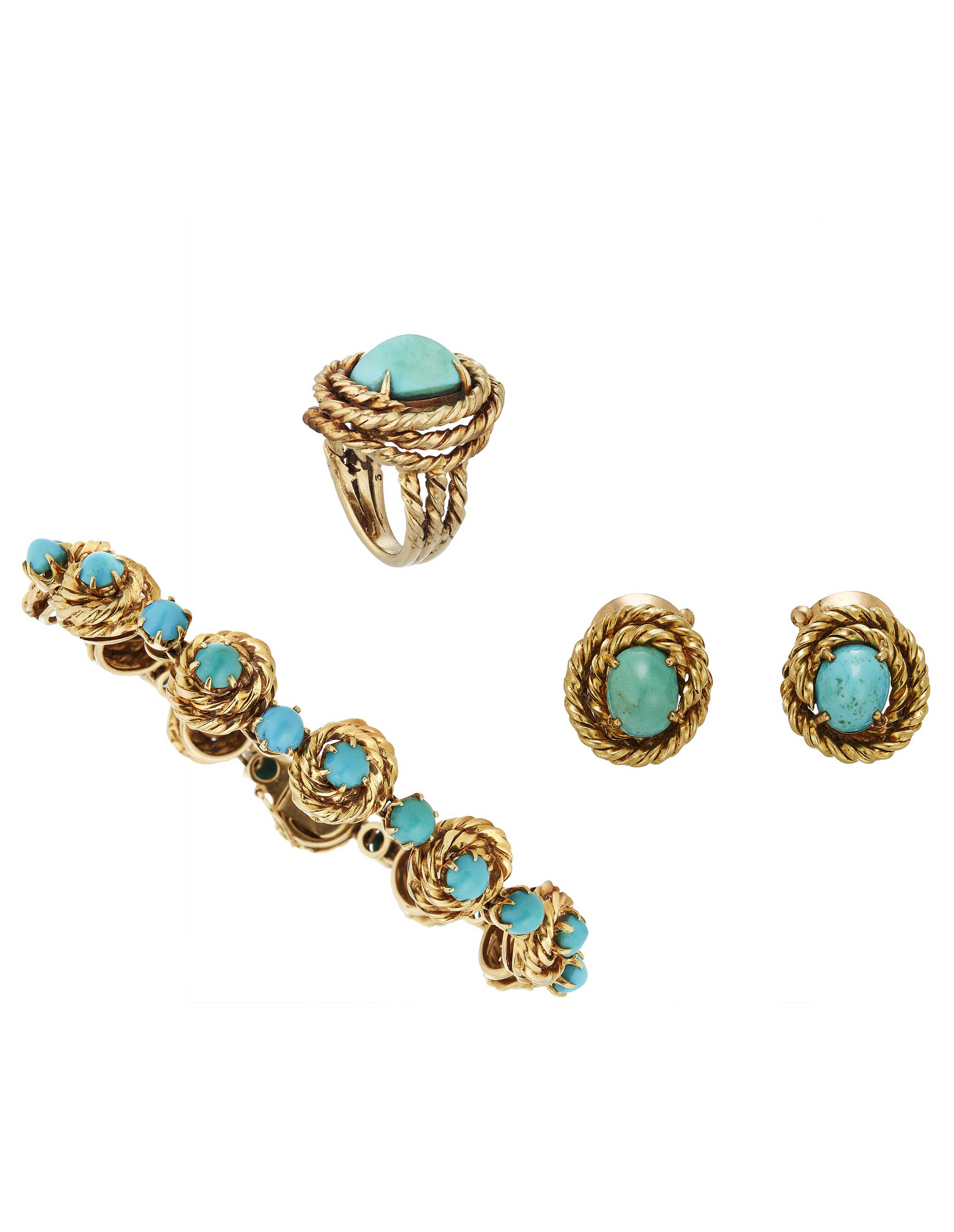 VAN CLEEF & ARPELS TURQUOISE AND GOLD JEWELRY SUITE, | Christie’s