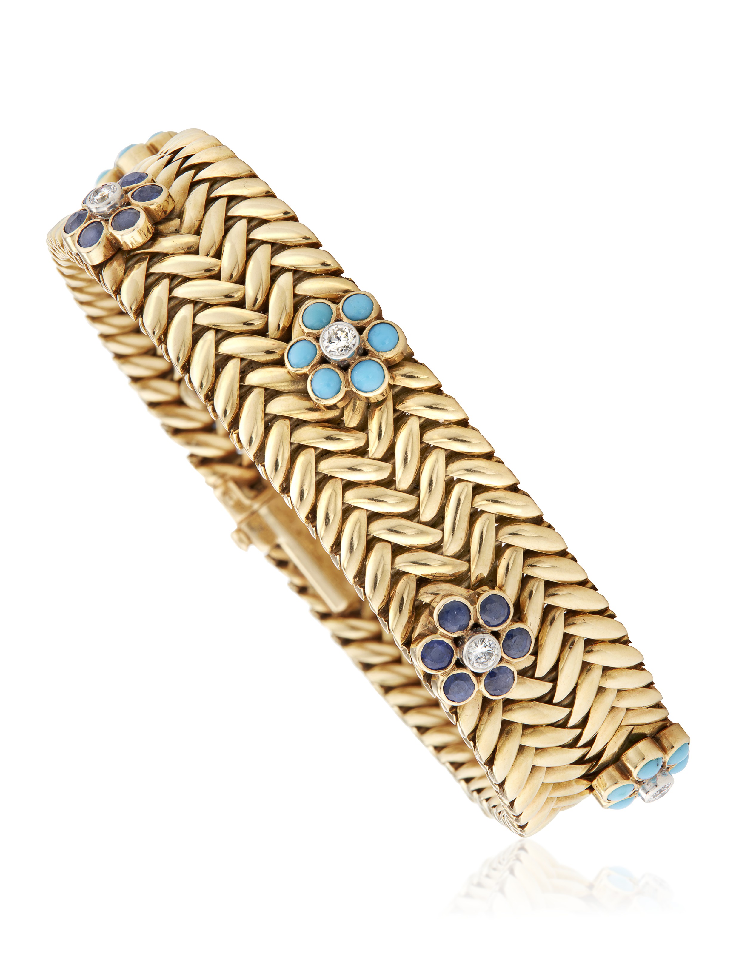 VAN CLEEF & ARPELS DIAMOND, SAPPHIRE AND TURQUOISE BRACELET, | Christie’s