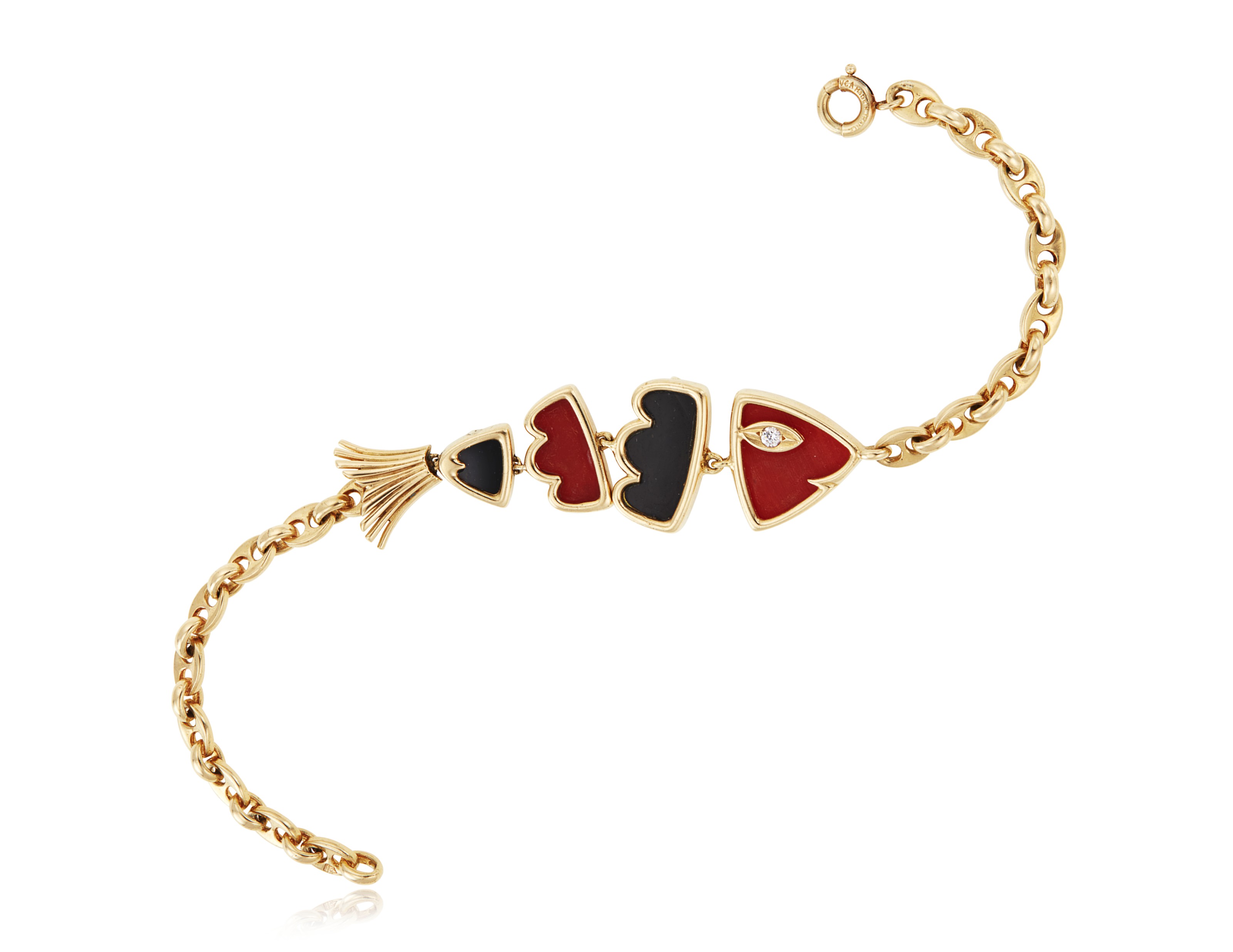 VAN CLEEF & ARPELS CORAL, ONYX AND DIAMOND FISH BRACELET, | Christie’s