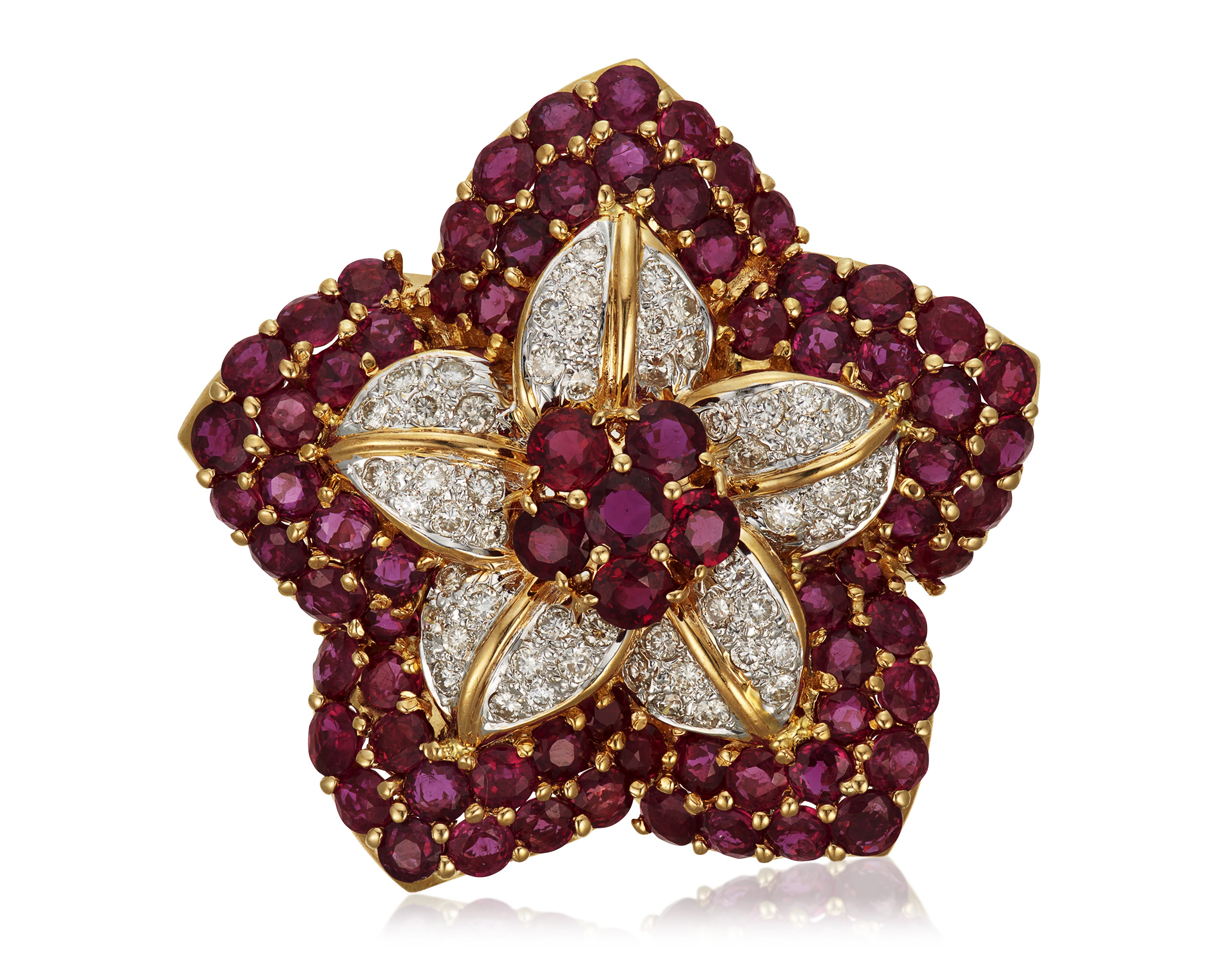 RUBY AND DIAMOND CLIP BROOCH, | Christie’s