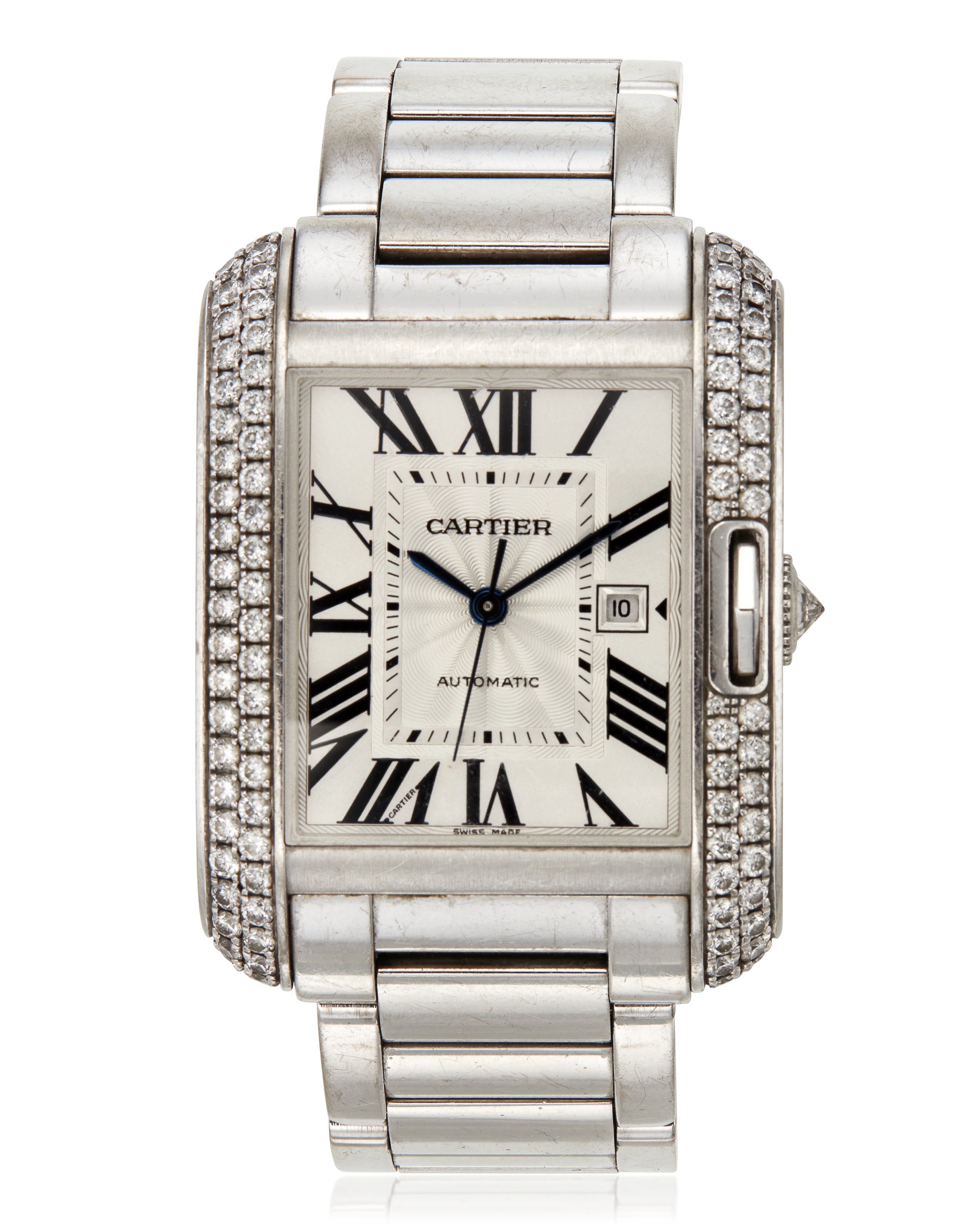 CARTIER DIAMOND AND WHITE GOLD 'TANK ANGLAISE' WRISTWATCH, | Christie’s