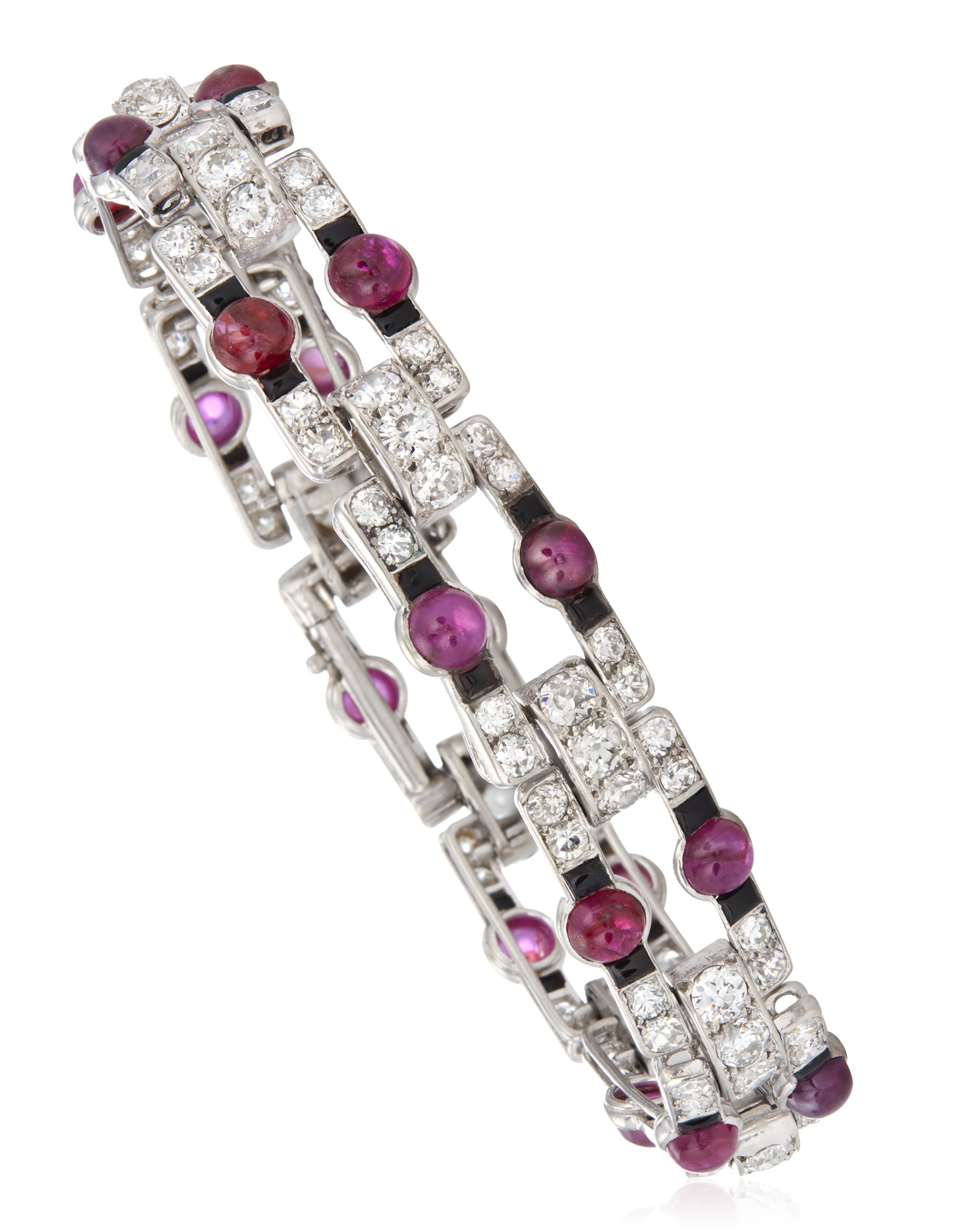 CARTIER ART DECO DIAMOND, RUBY AND ONYX BRACELET, | Christie’s