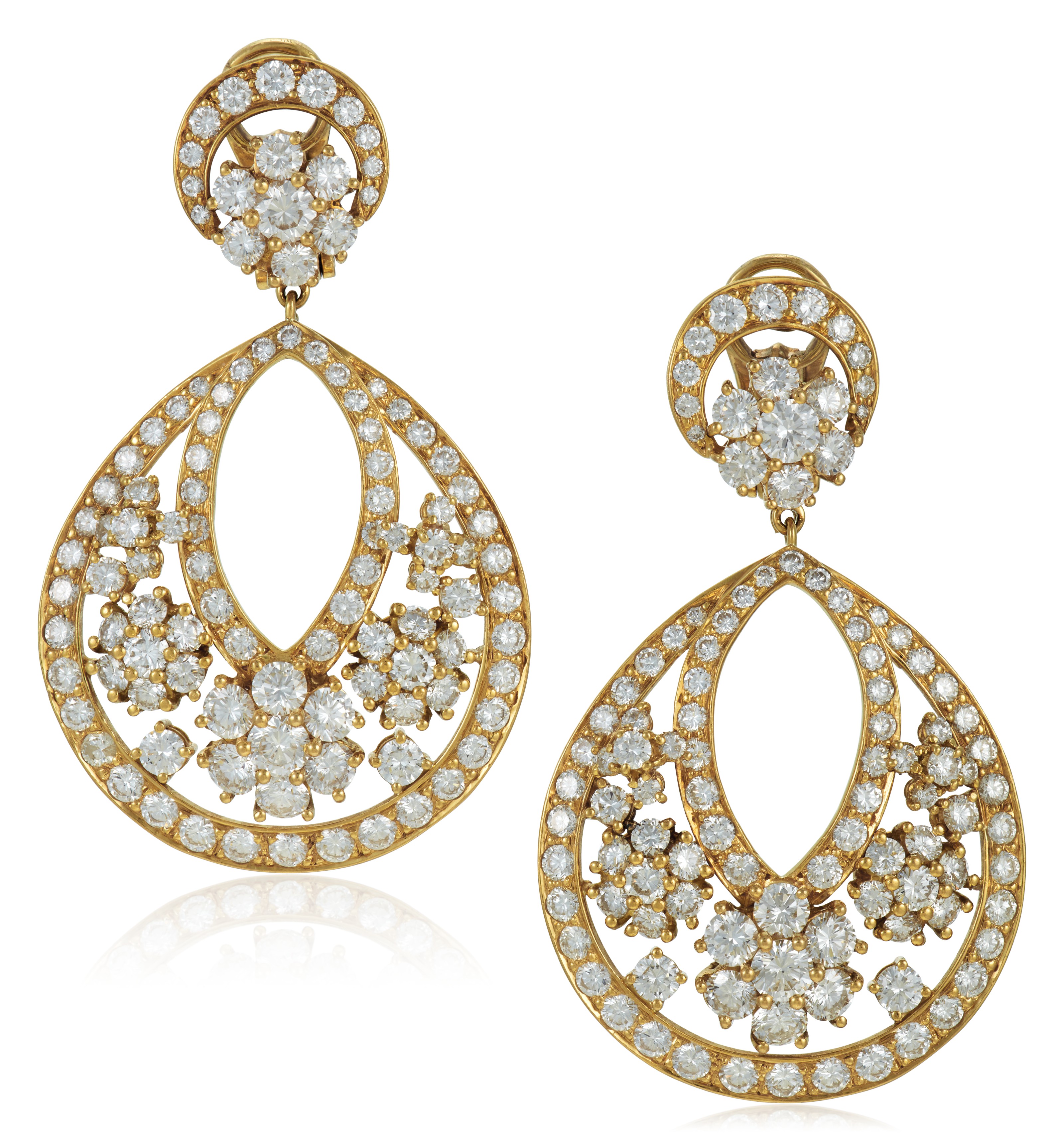VAN CLEEF & ARPELS DIAMOND 'SNOWFLAKE' EARRINGS, | Christie’s