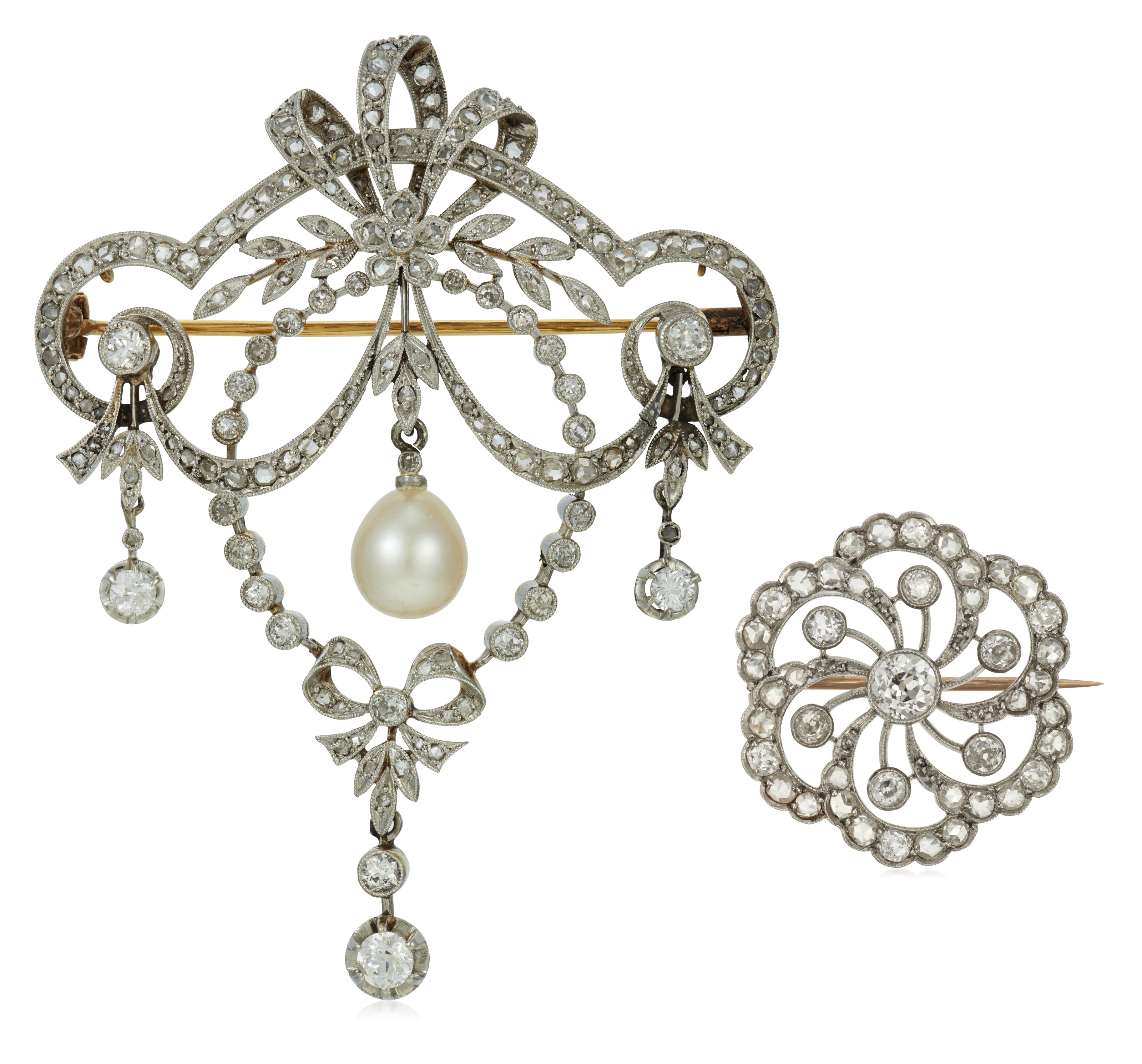 GROUP OF DIAMOND AND PEARL BROOCHES, | Christie’s