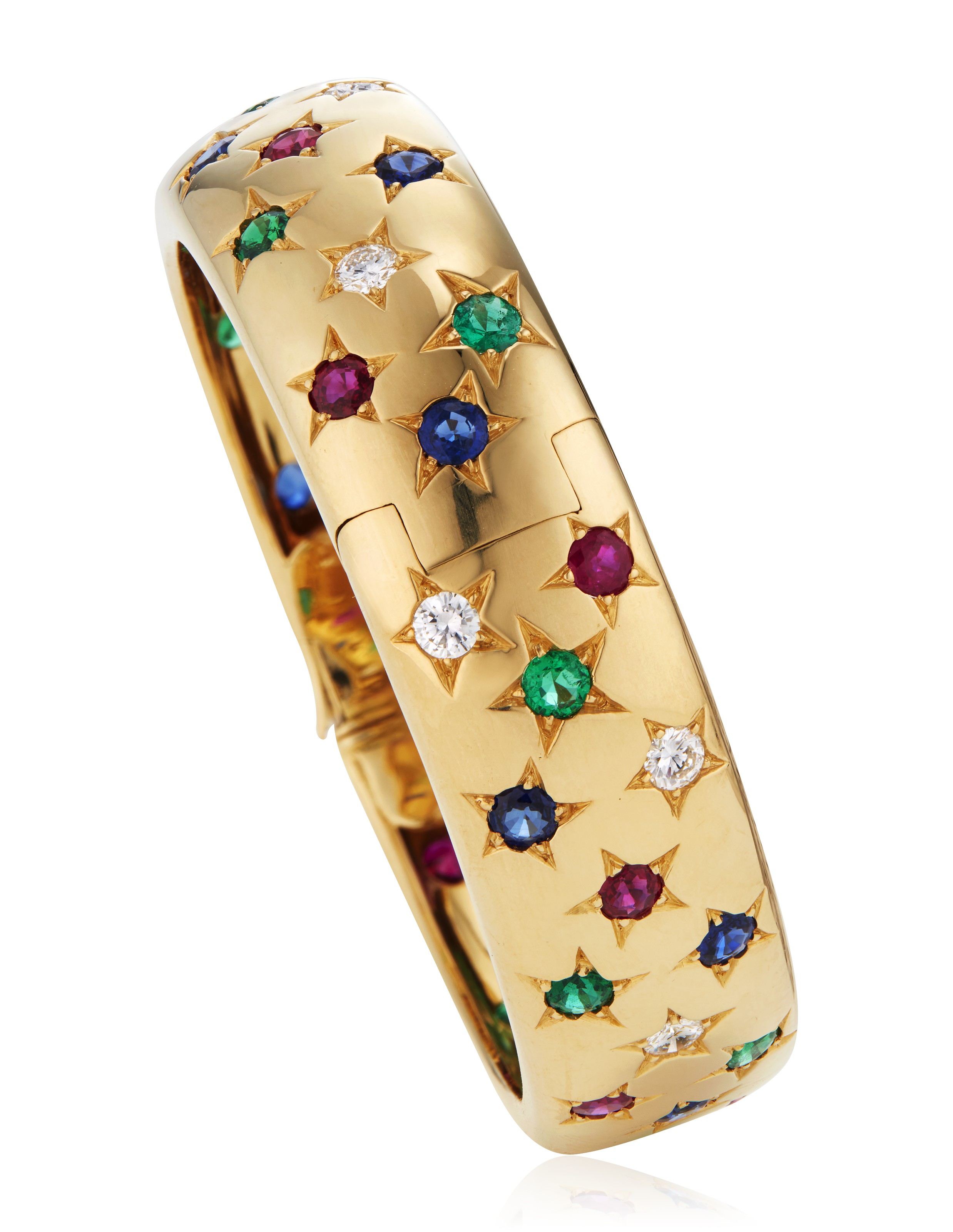 CARTIER DIAMOND, RUBY, SAPPHIRE AND EMERALD BRACELET, | Christie’s