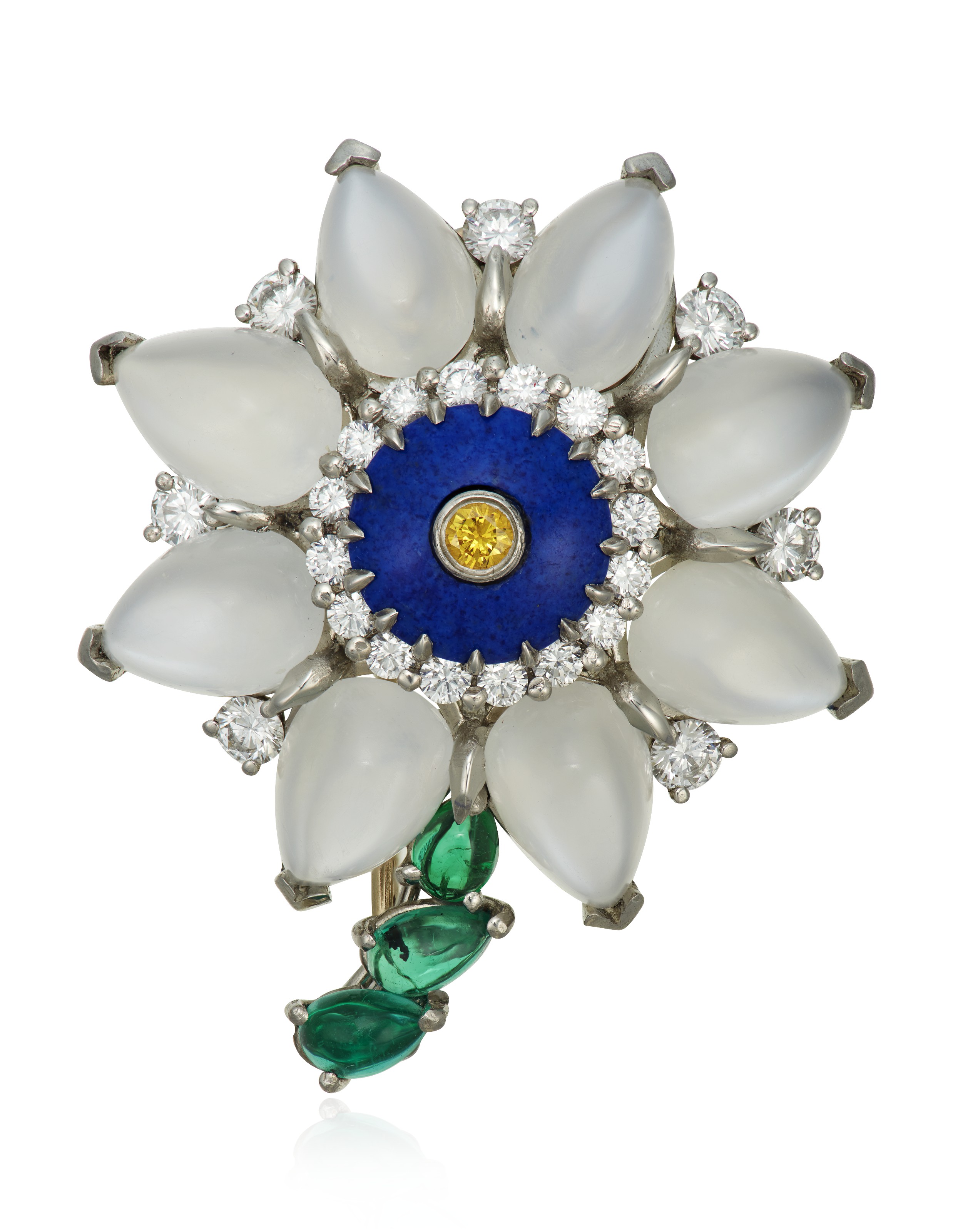BULGARI DIAMOND, COLORED DIAMOND AND MULTI-GEM FLOWER BROOCH, | Christie’s