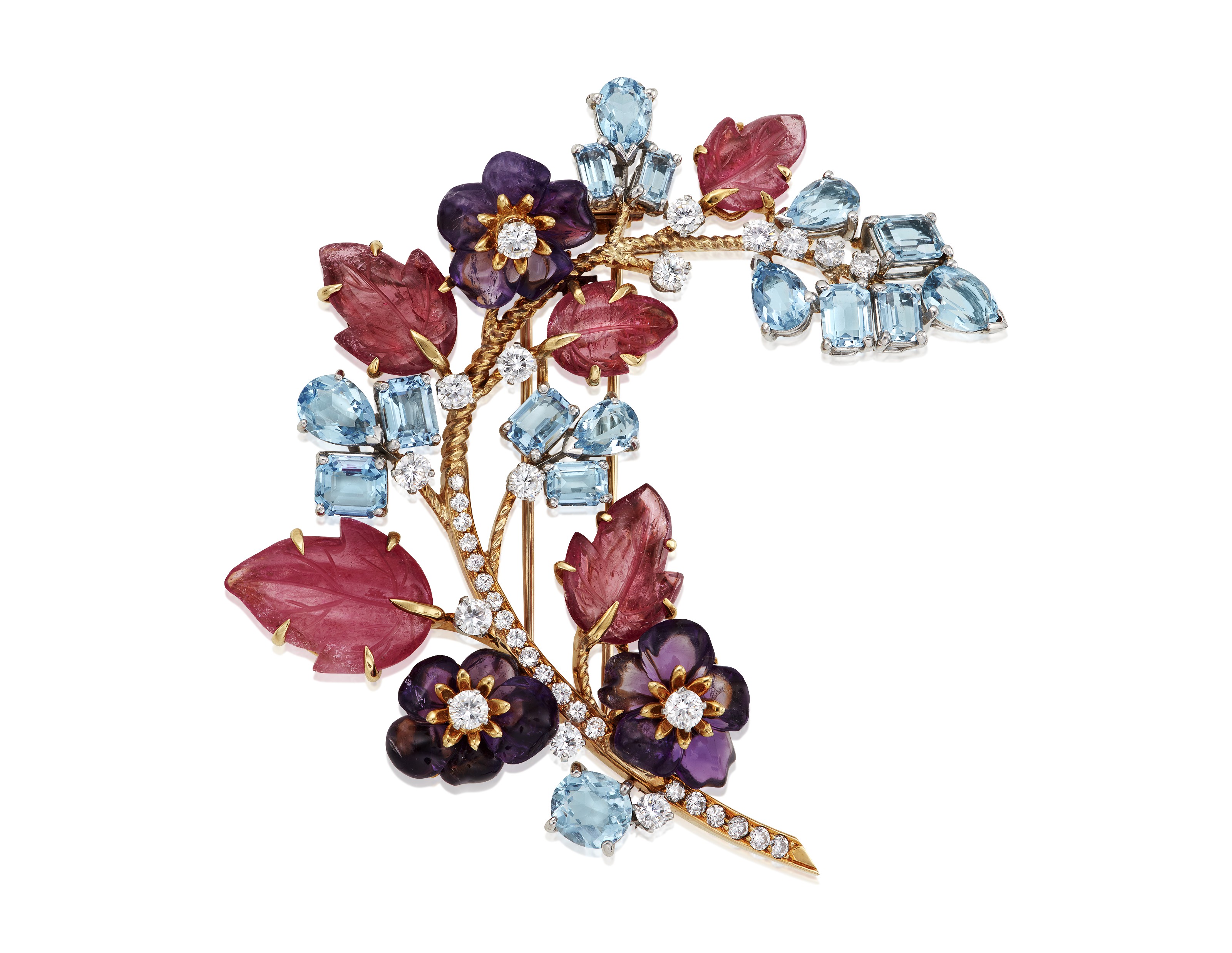 VAN CLEEF & ARPELS MULTI-GEM AND DIAMOND FLOWER BROOCH, | Christie’s