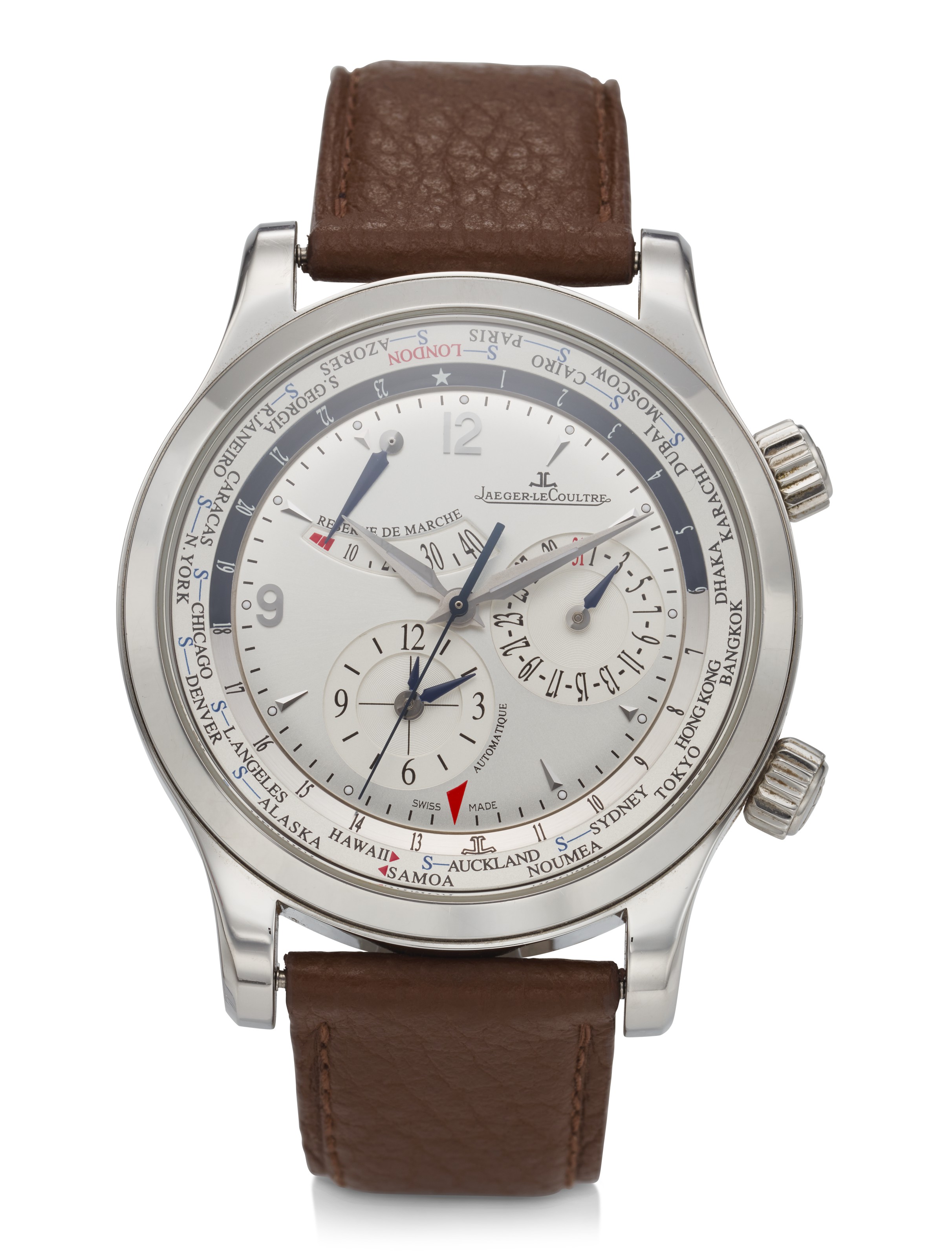 JAEGER LECOULTRE, MASTER CONTROL WORLD GEOGRAPHIC, WORLD TIME, STEEL ...