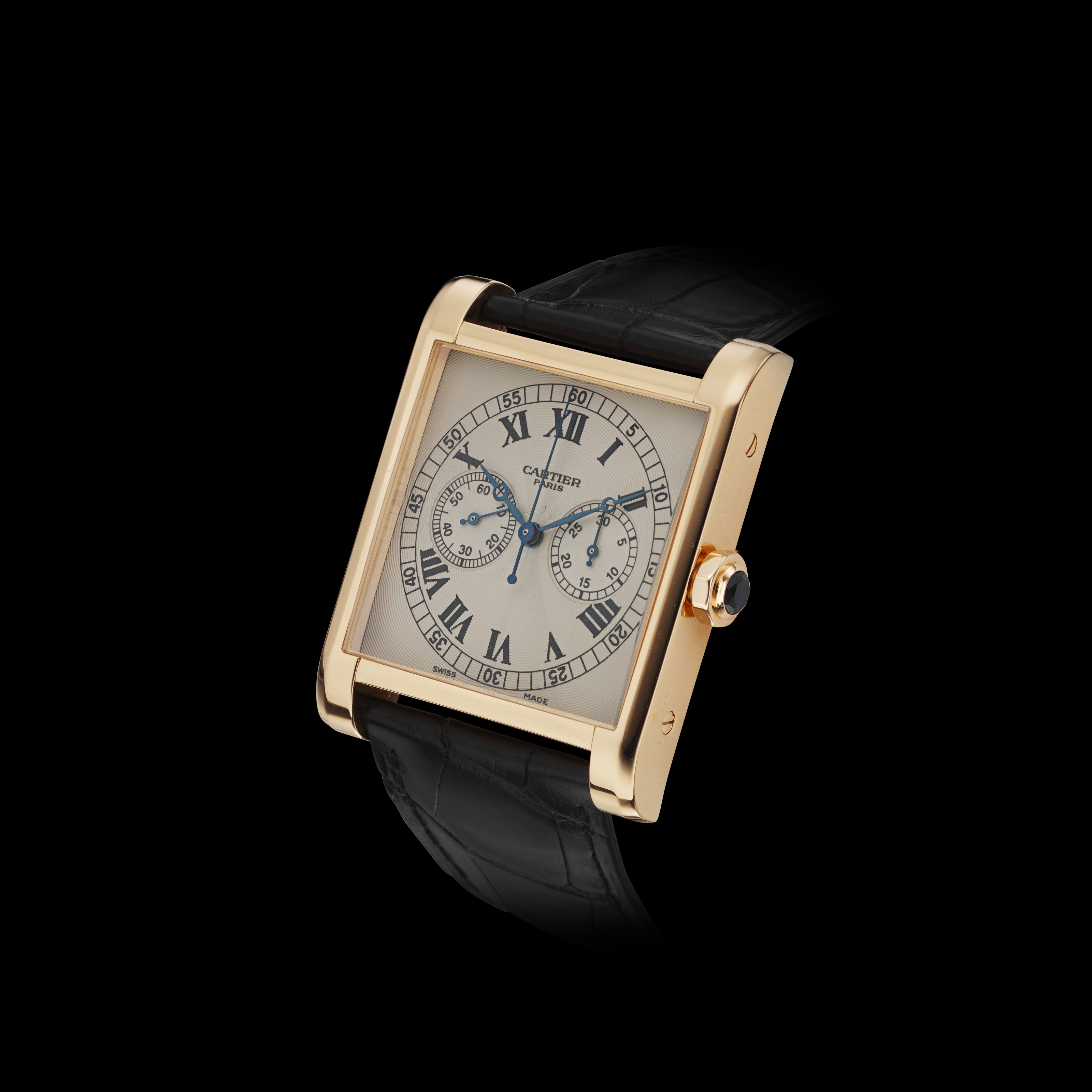 CARTIER, COLLECTION PRIVEE TANK CHRONOGRAPH MONOPUSHER, 18K PINK GOLD ...