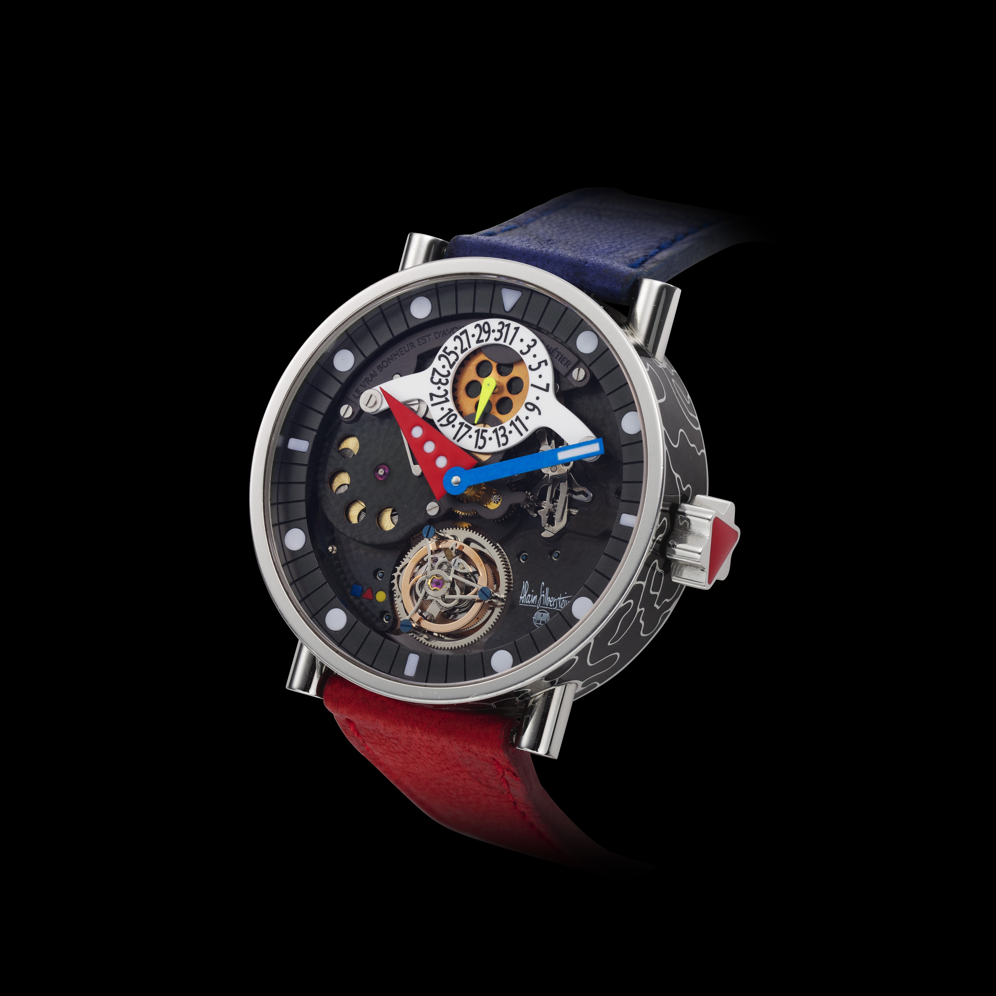 ALAIN SILBERSTEIN, VERY INTERESTING MANUAL WIND TOURBILLON WRISTWATCH ...