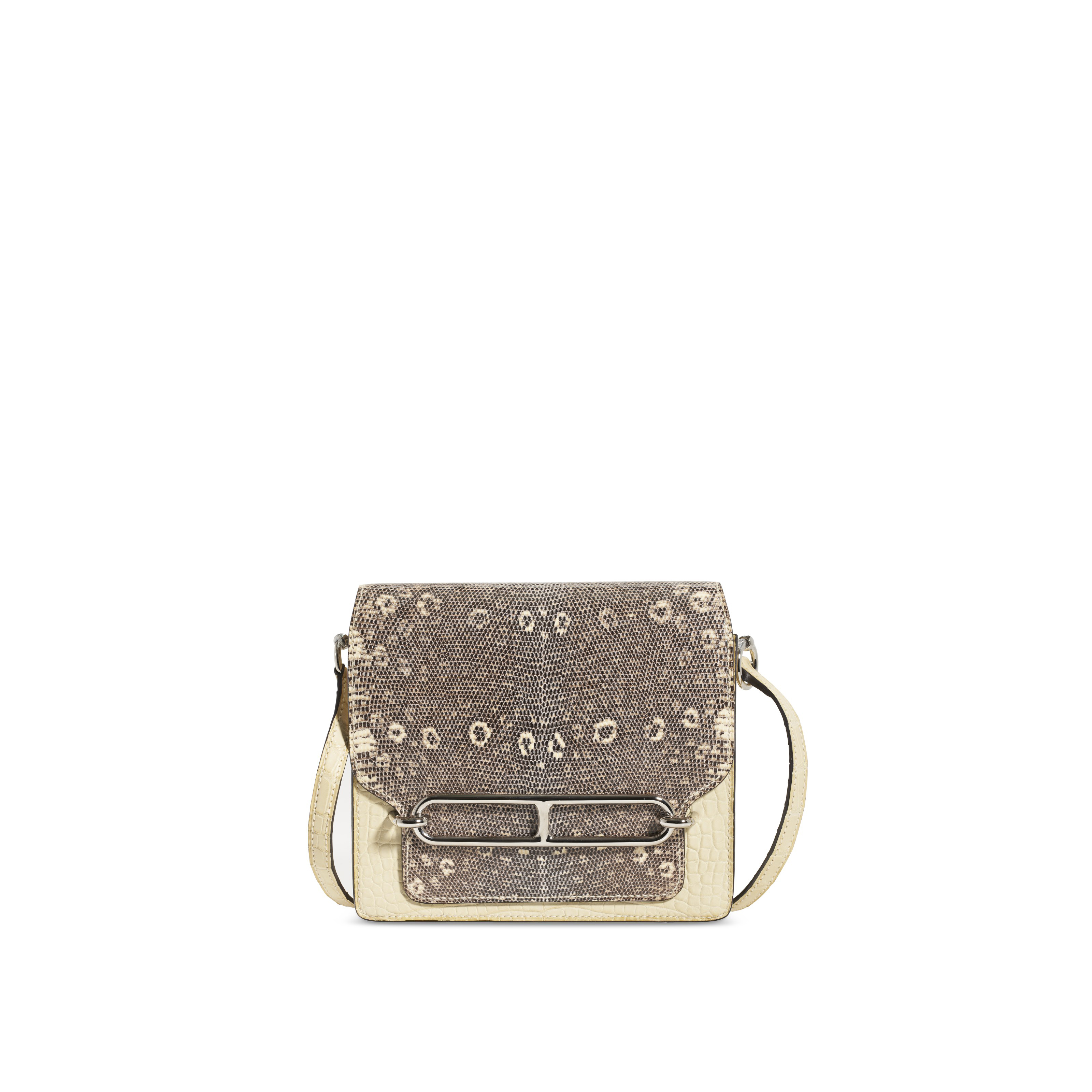 A MATTE VANILLE ALLIGATOR & OMBRÉ LIZARD SAC ROULIS 18 WITH PALLADIUM ...