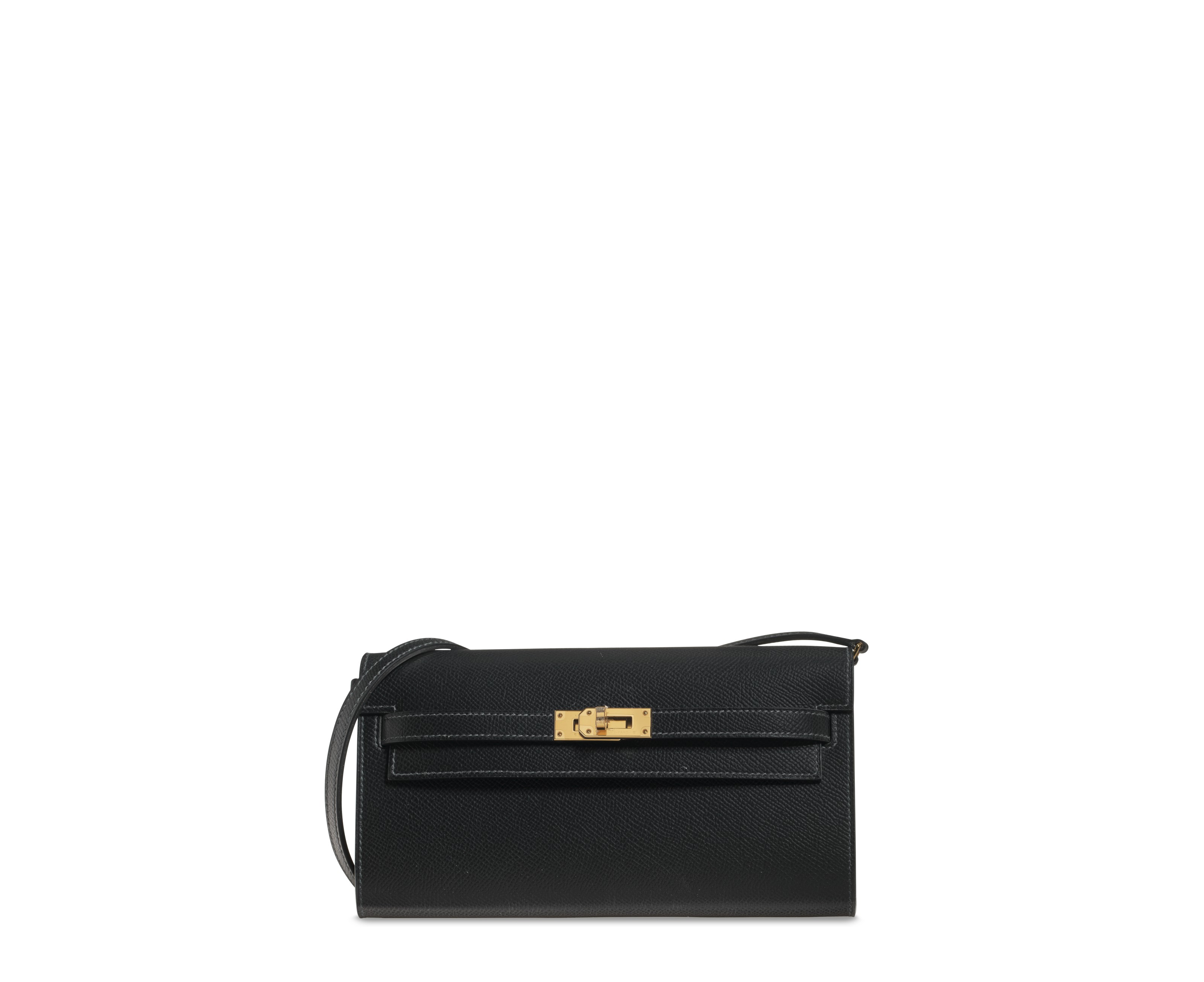 A BLACK EPSOM LEATHER KELLY TO GO WALLET WITH GOLD HARDWARE, HERMÈS ...