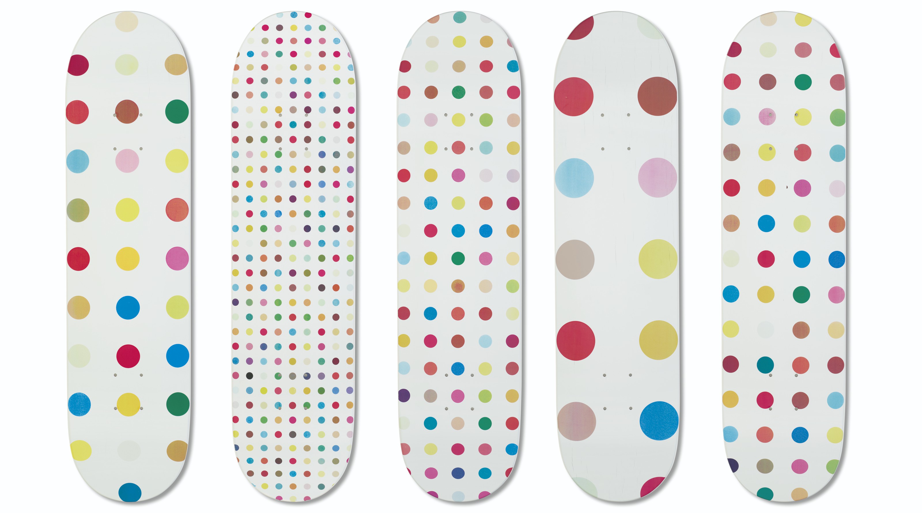 A SET OF FIVE DAMIEN HIRST DOTS SKATEBOARDS, SUPREME, 2009 | Christie’s