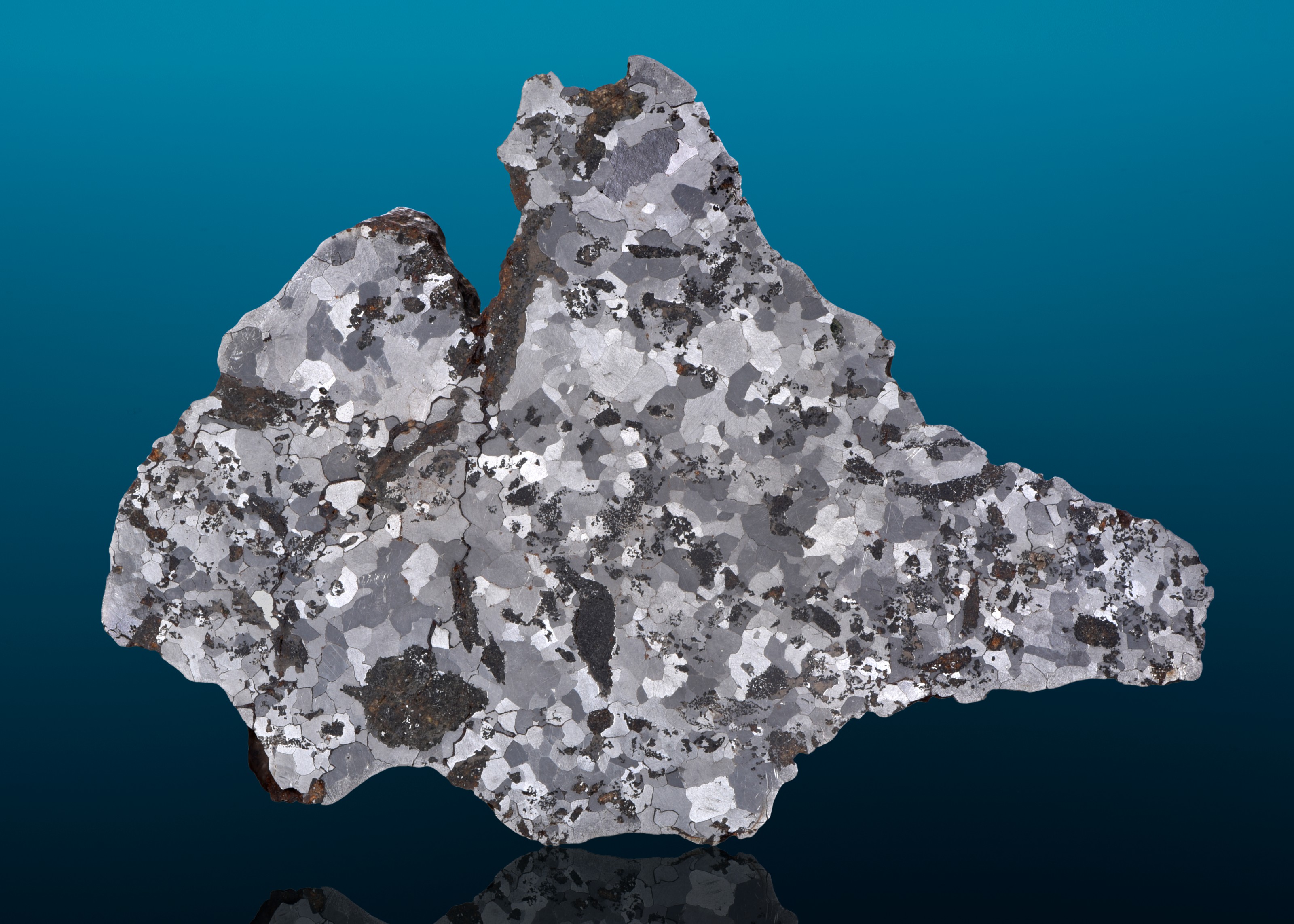 END PIECE OF THE SILICATED IRON METEORITE NWA 5549, Iron, IAB-GM Sahara ...