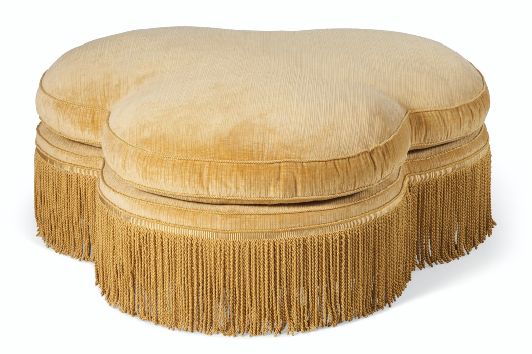 A TREFOIL-SHAPED PADDED CENTER STOOL, AFTER SIBYL COLEFAX AND JOHN ...