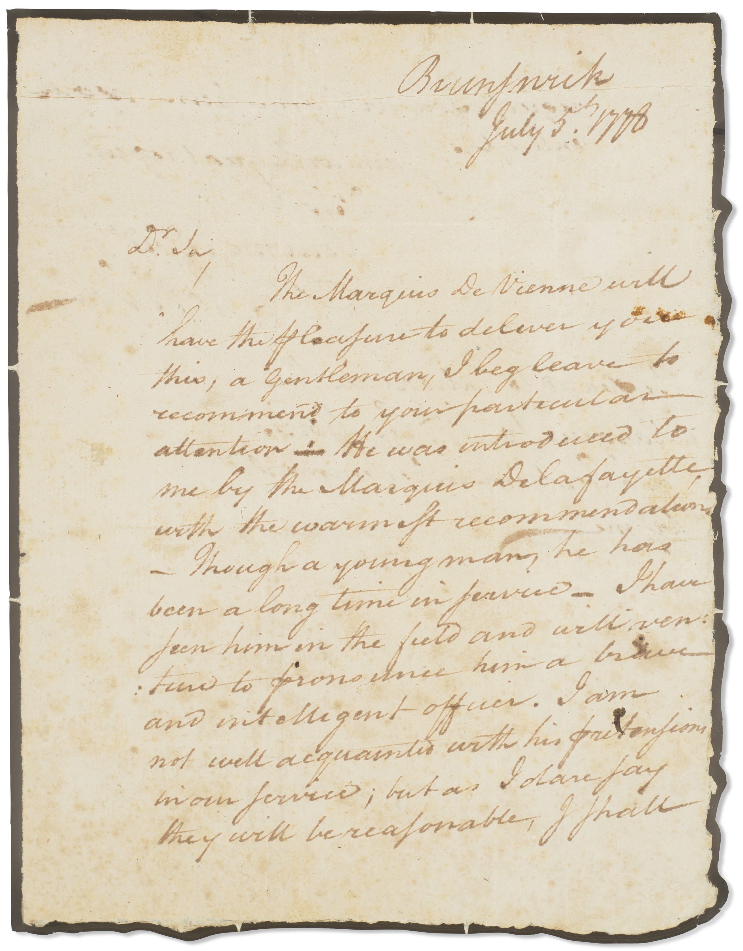 Introducing a French volunteer and friend of Lafayette to Congress ...