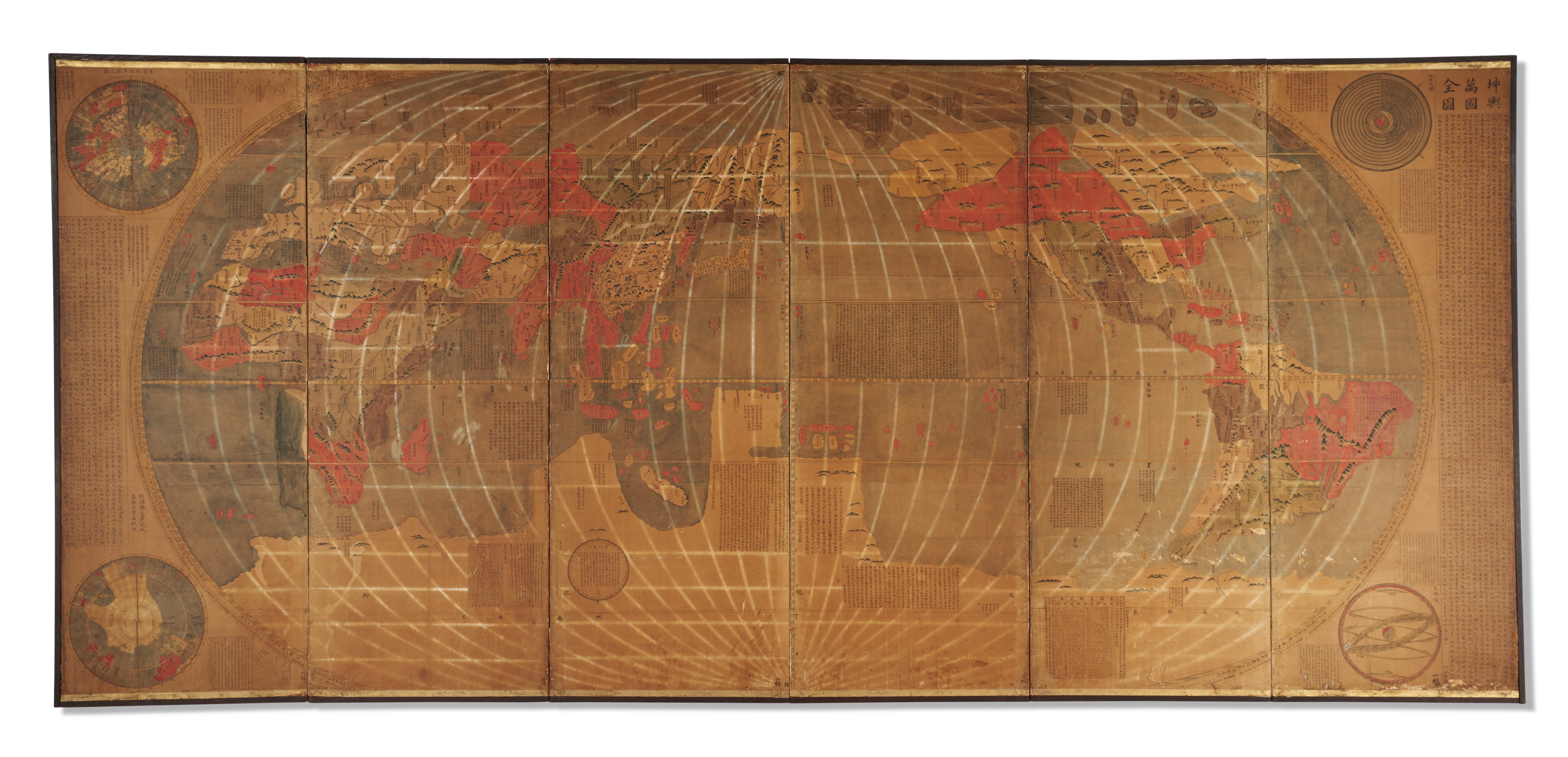 Ricci world map on a Japanese screen, late 17th or early 18th century ...