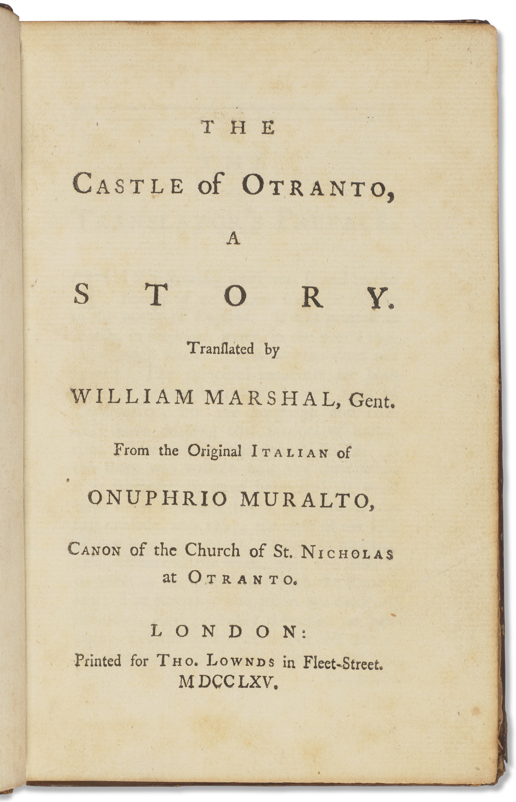 The Castle of Otranto, Horace Walpole, 1765 [but 1764] | Christie’s