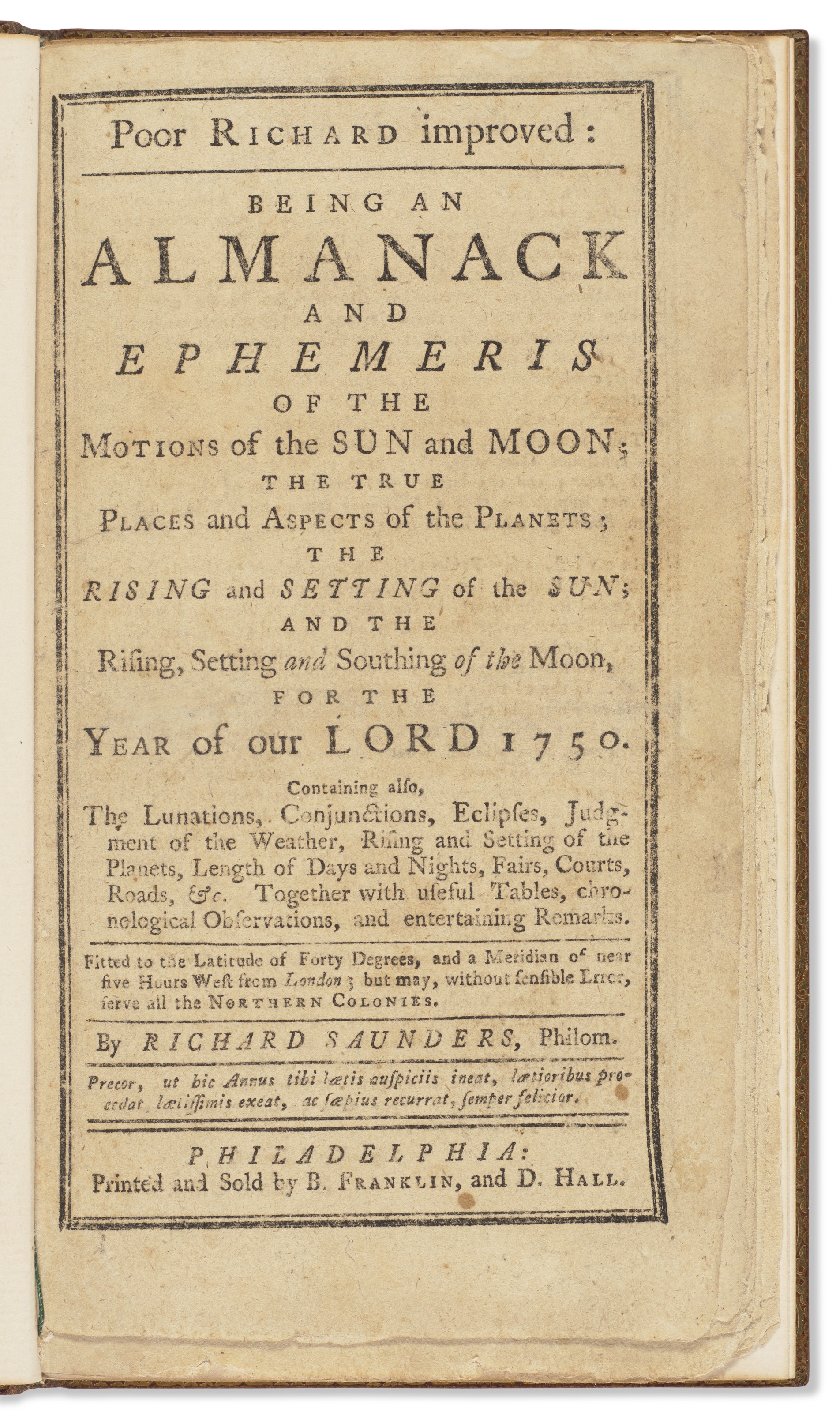 Poor Richard Improved for 1750, Benjamin Franklin, 1749 | Christie’s